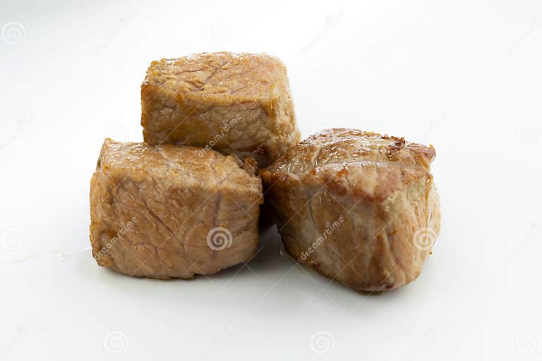 Meat Cubes Isolated, View from the Front Stock Image - Image of flesh ...