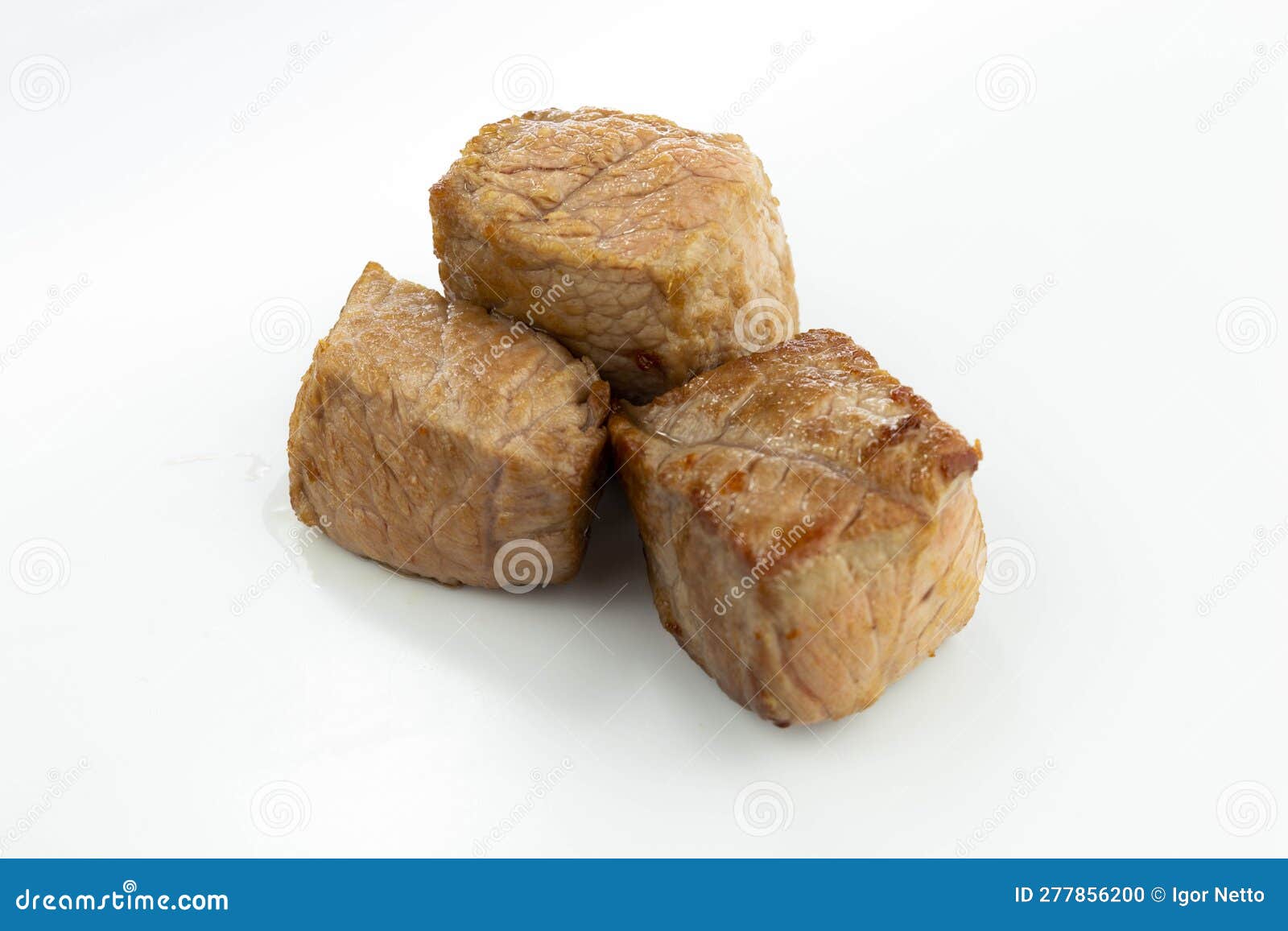 Meat Cubes, Isolated on White Background, Front View Stock Photo ...