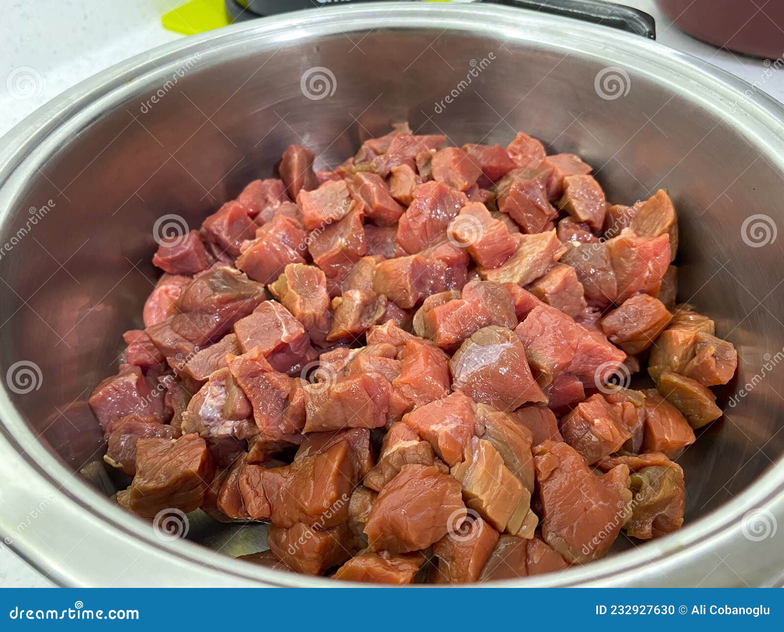 Meat Cut into Morsel Sized Pieces in the Pot Stock Photo - Image of ...