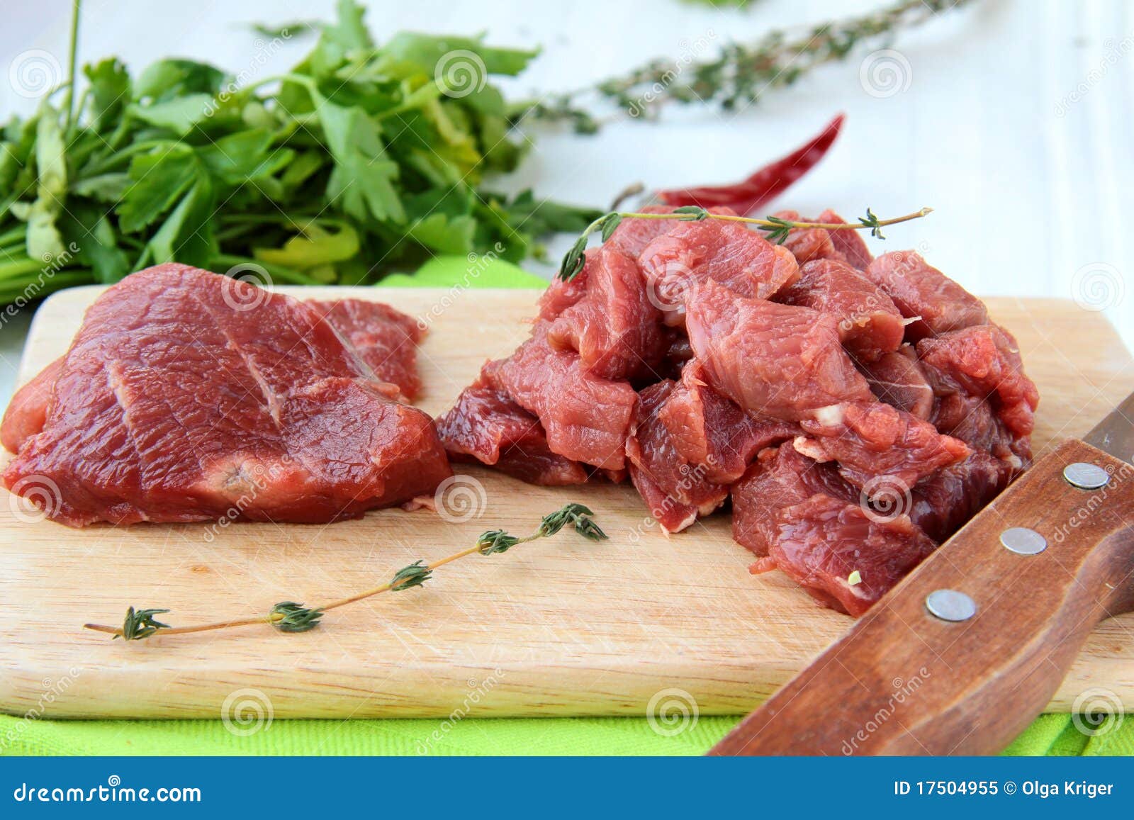 Meat is cut into pieces stock image. Image of bloody - 17504955