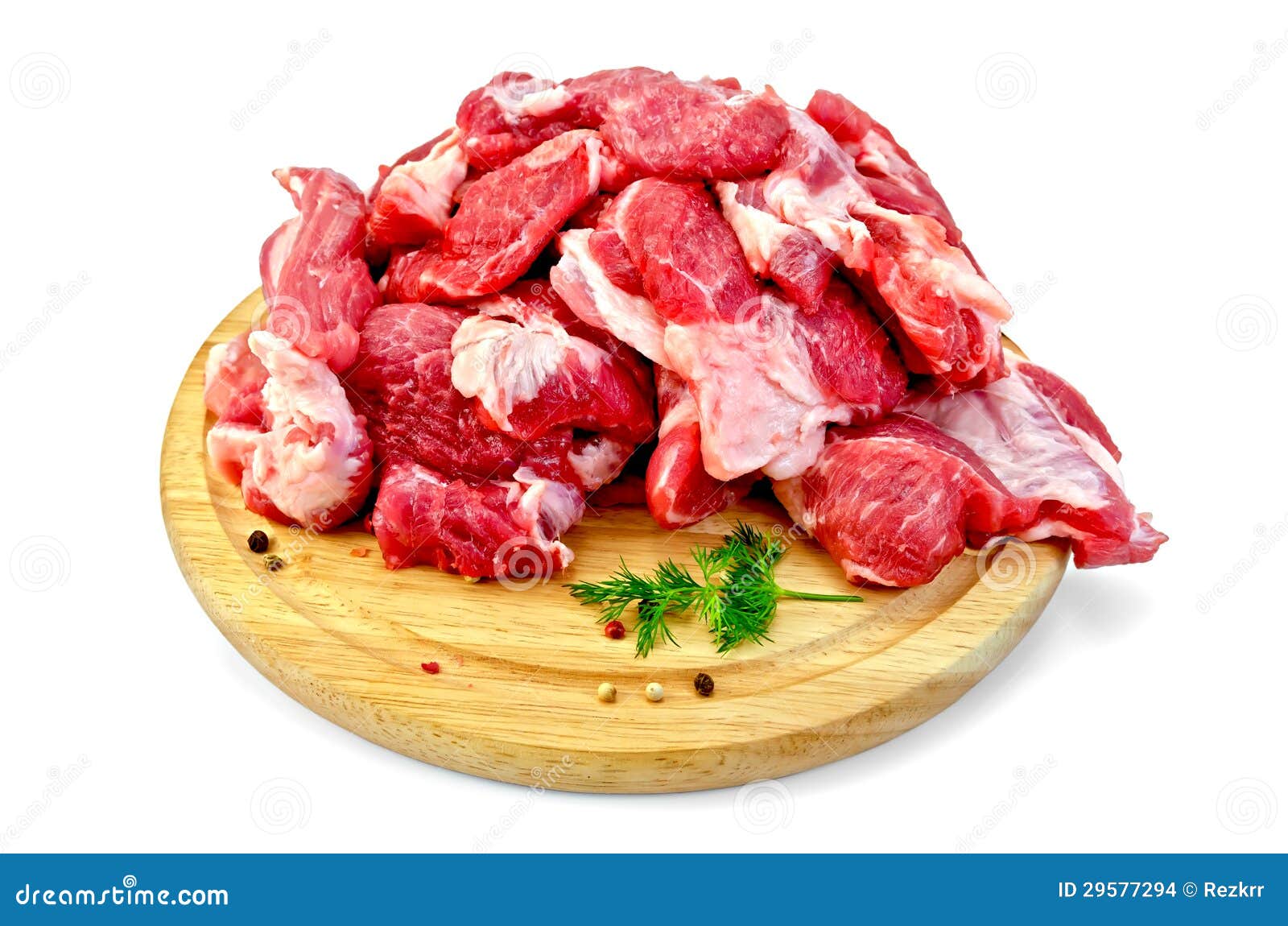 Meat Cut into Slices on a Round Board Stock Photo - Image of indoors ...