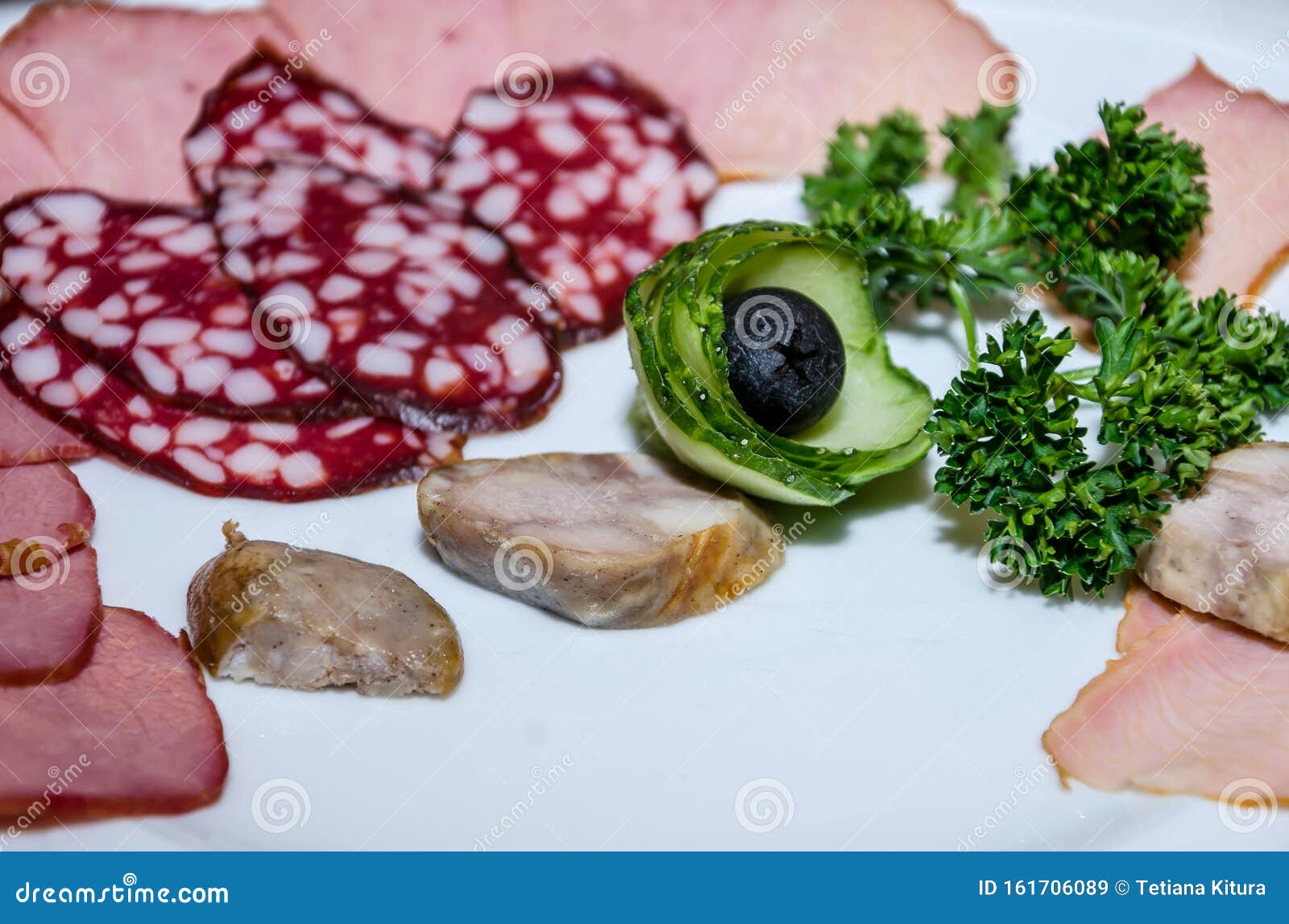 Meat Cuts on a Plate, Close-up. Stock Image - Image of eating, macro ...