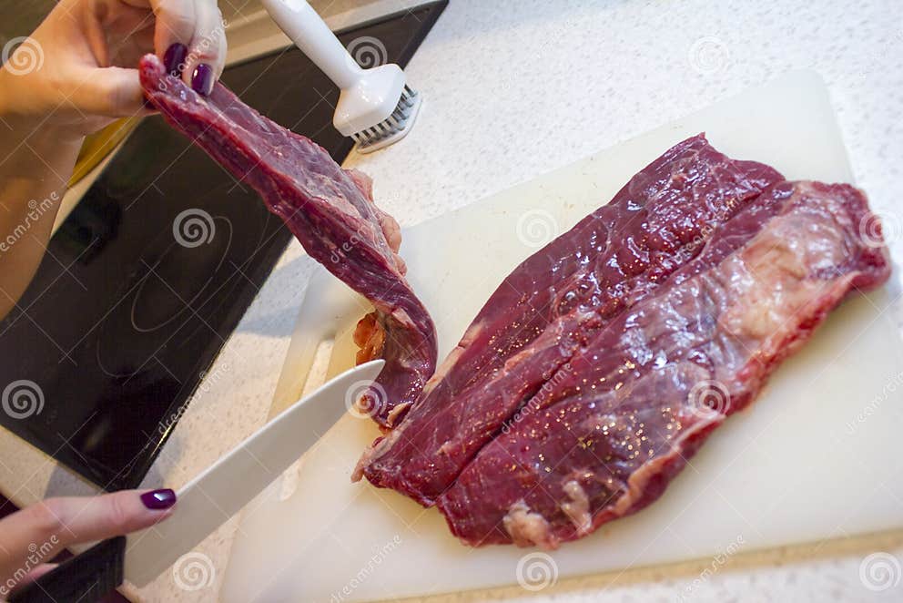 Meat Cutting the stock photo. Image of food, preparing - 80619458