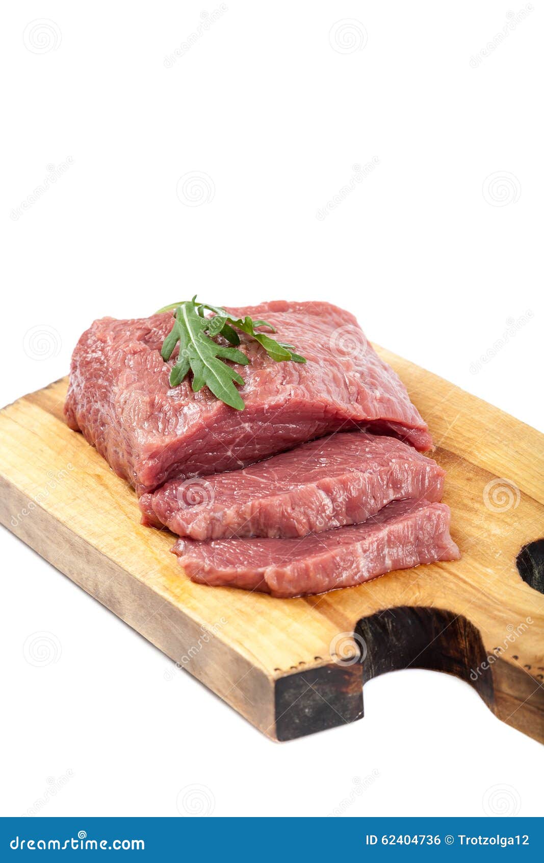 Meat on a Cutting Board on White Background. Stock Photo - Image of ...