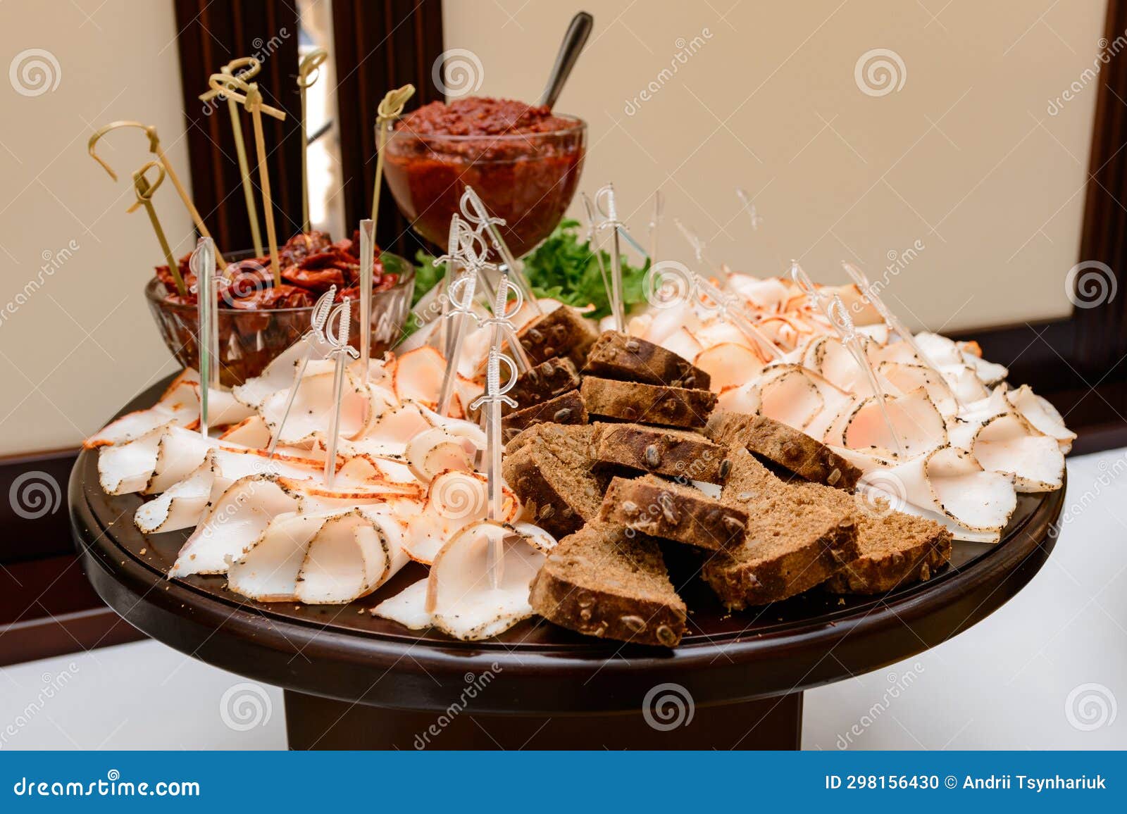 Meat Cutting and Its Presentation on the Festive Table Stock Photo ...
