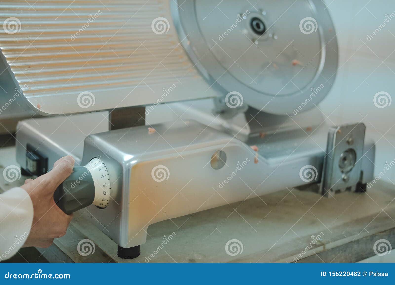 Meat Cutting Slicing Machine in Food Processing Factory Stock Photo ...