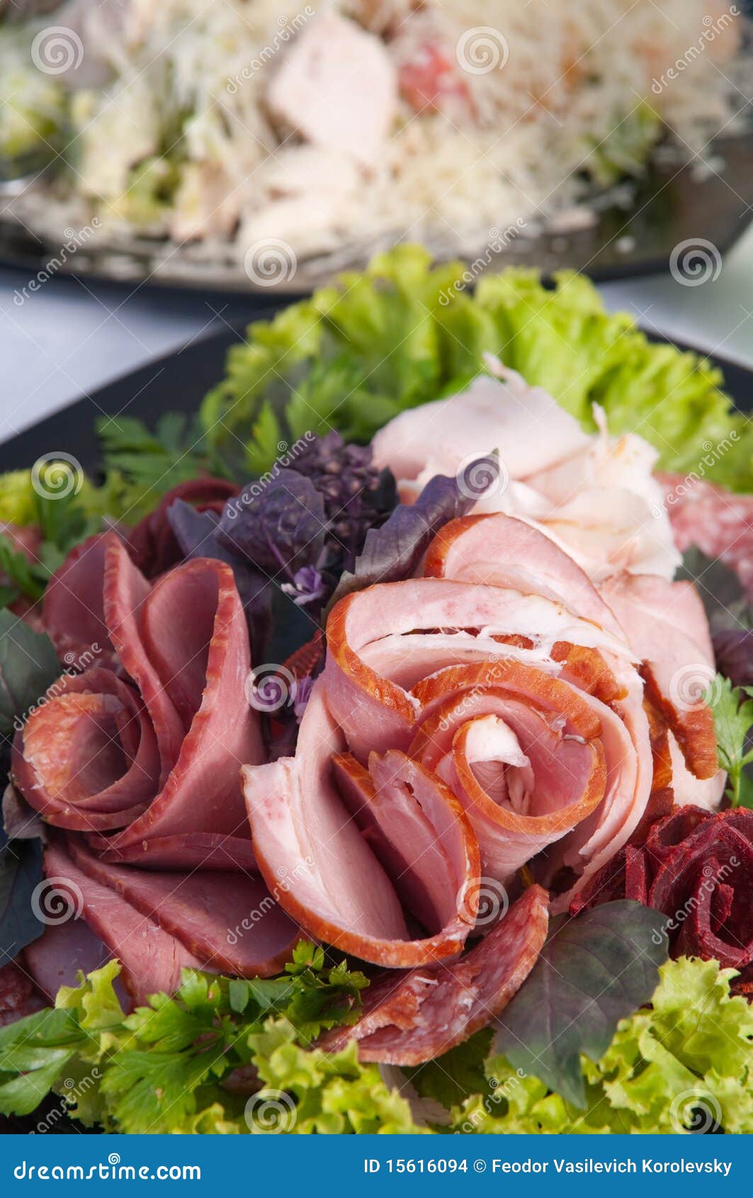 Meat delicacies. stock photo. Image of food, slice, salad - 15616094