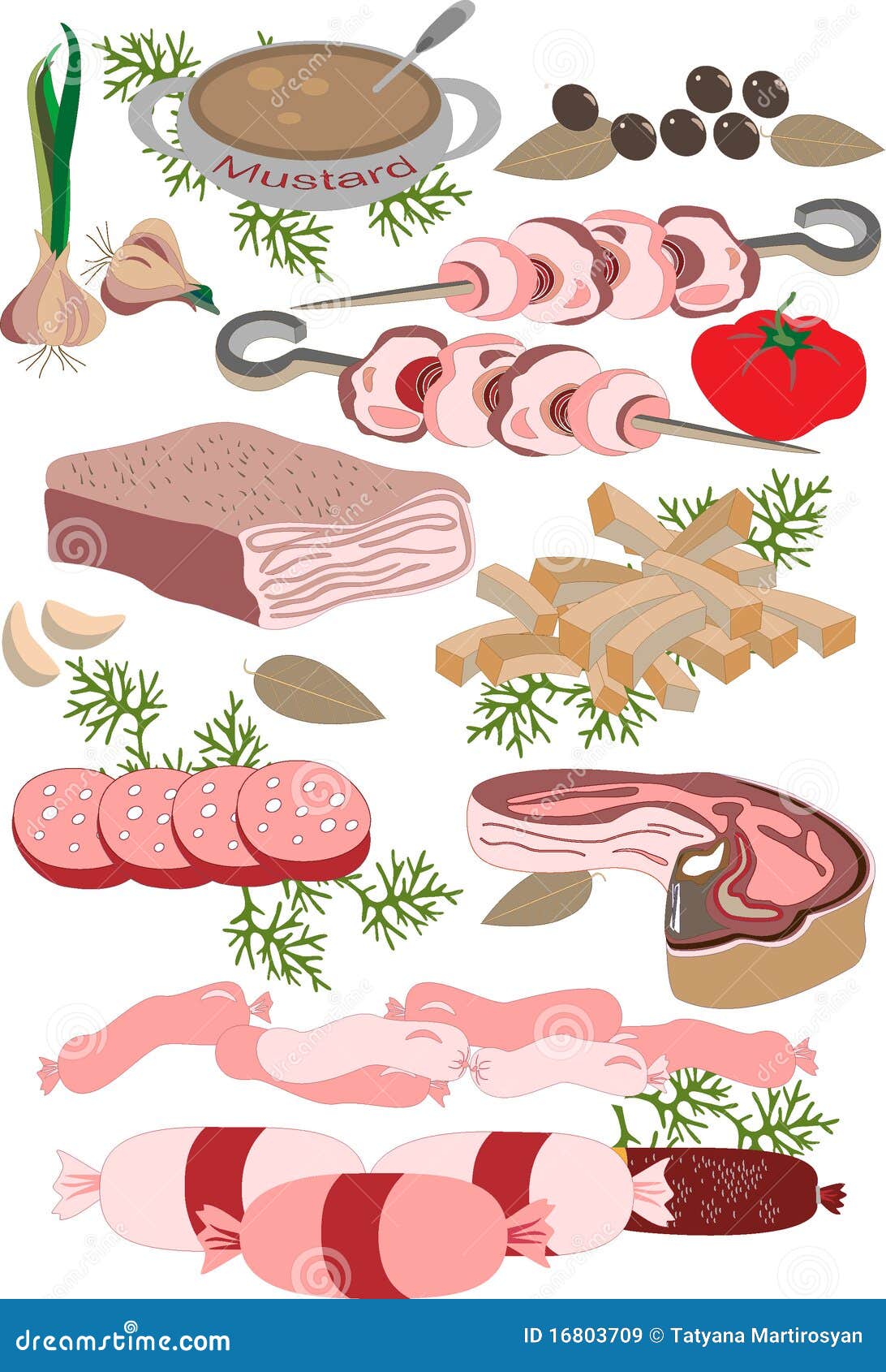 Meat Delicatessen.Illustration.Pattern Stock Vector - Illustration of ...