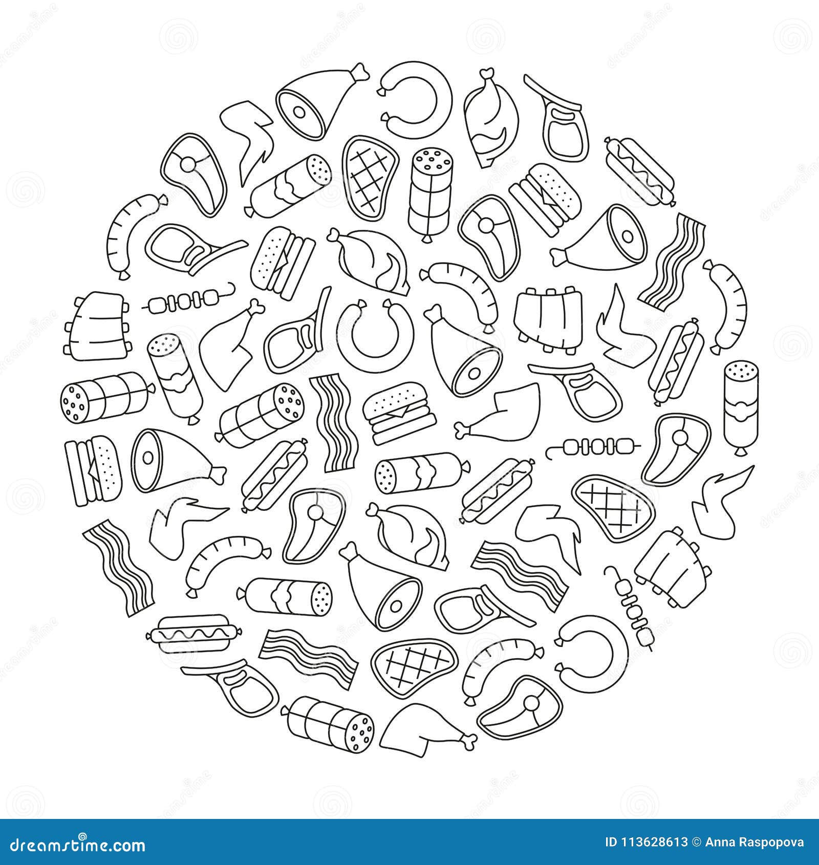 Meat design element stock vector. Illustration of dinner - 113628613