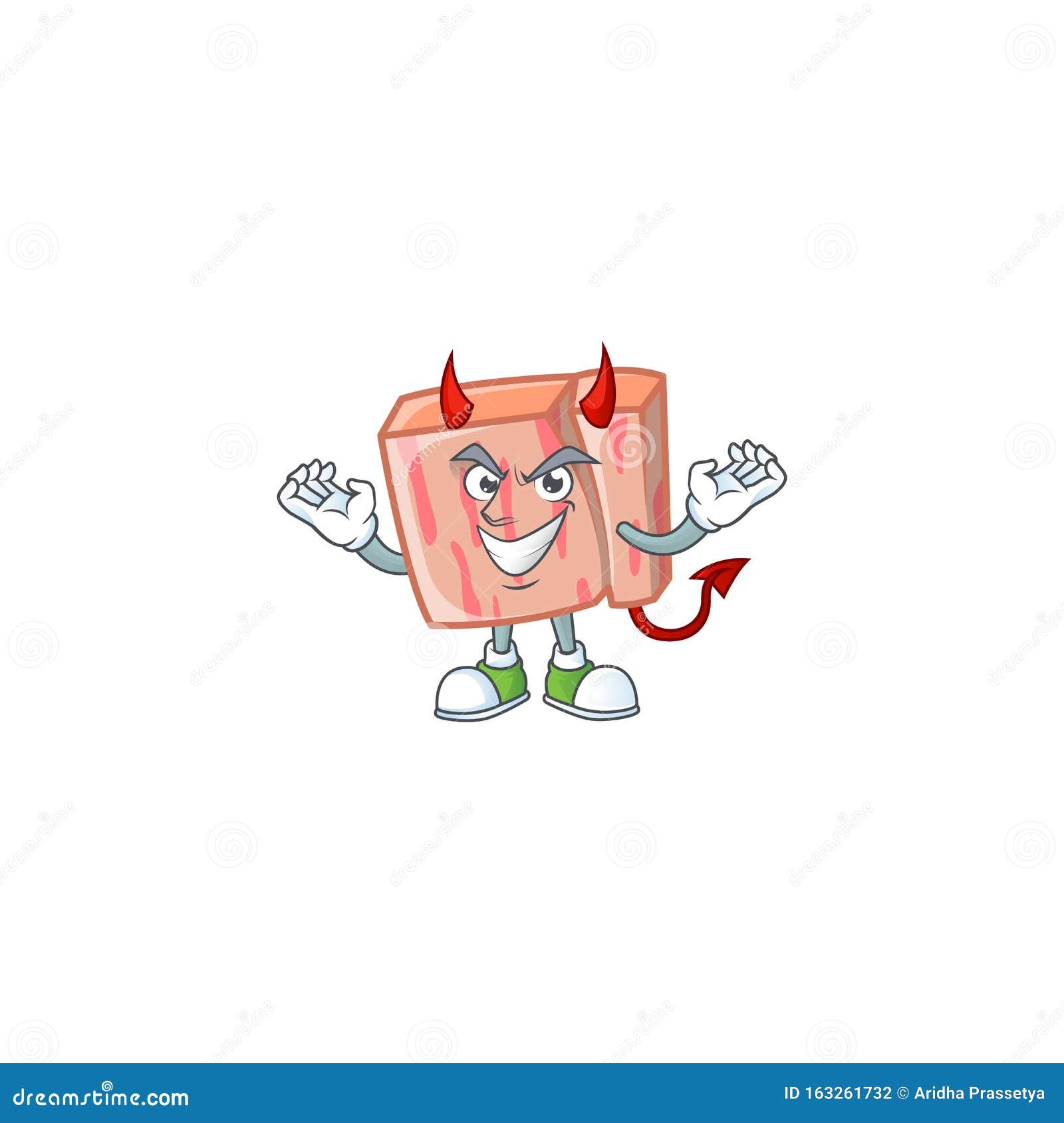 Meat with Devil Character on White Background Stock Vector ...
