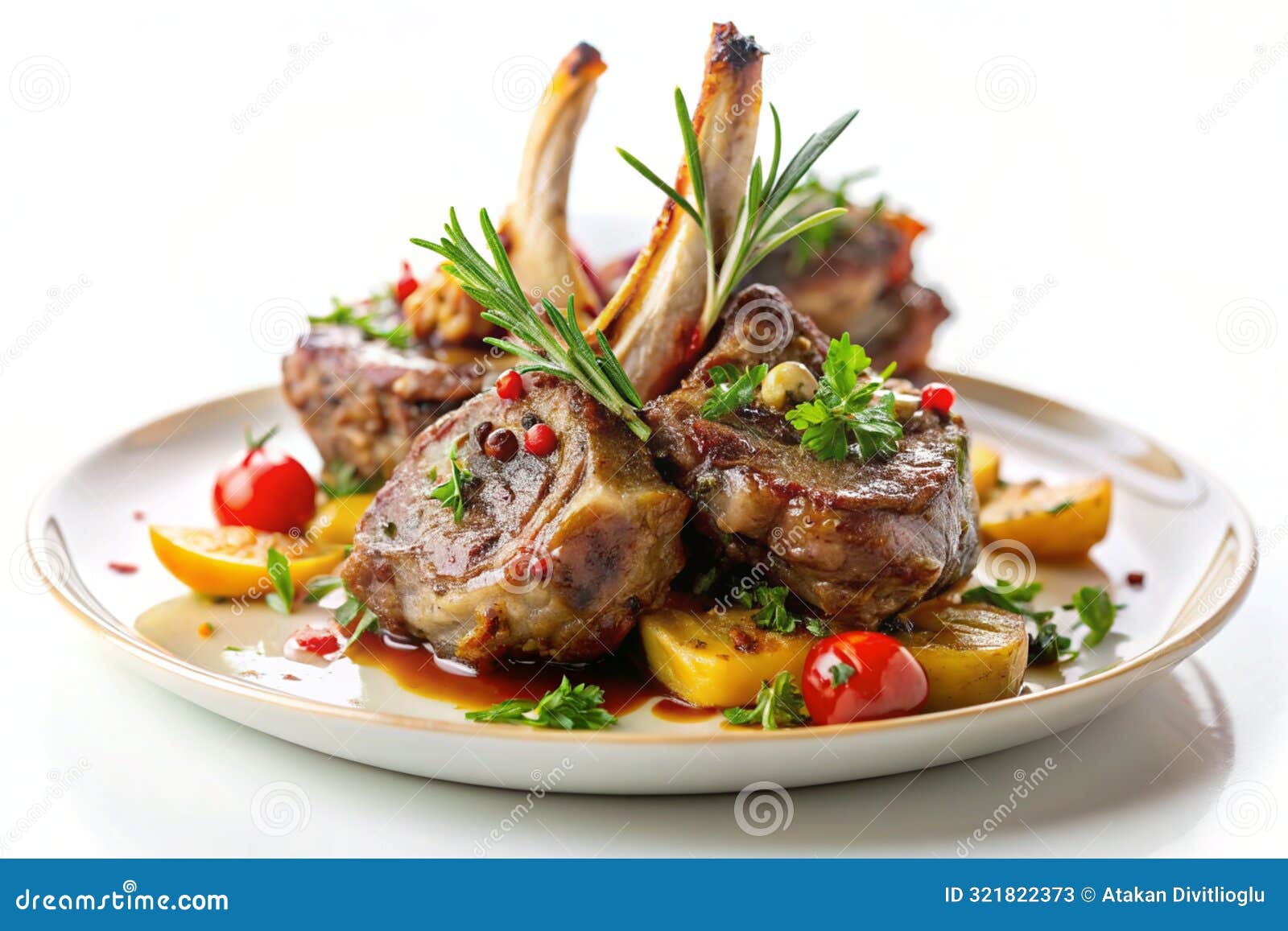 Meat Dish Or Mutton Dish On White Background Stock Image ...