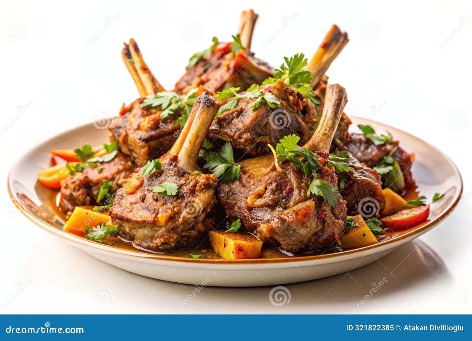 Meat Dish or Mutton Dish on White Background Stock Illustration ...
