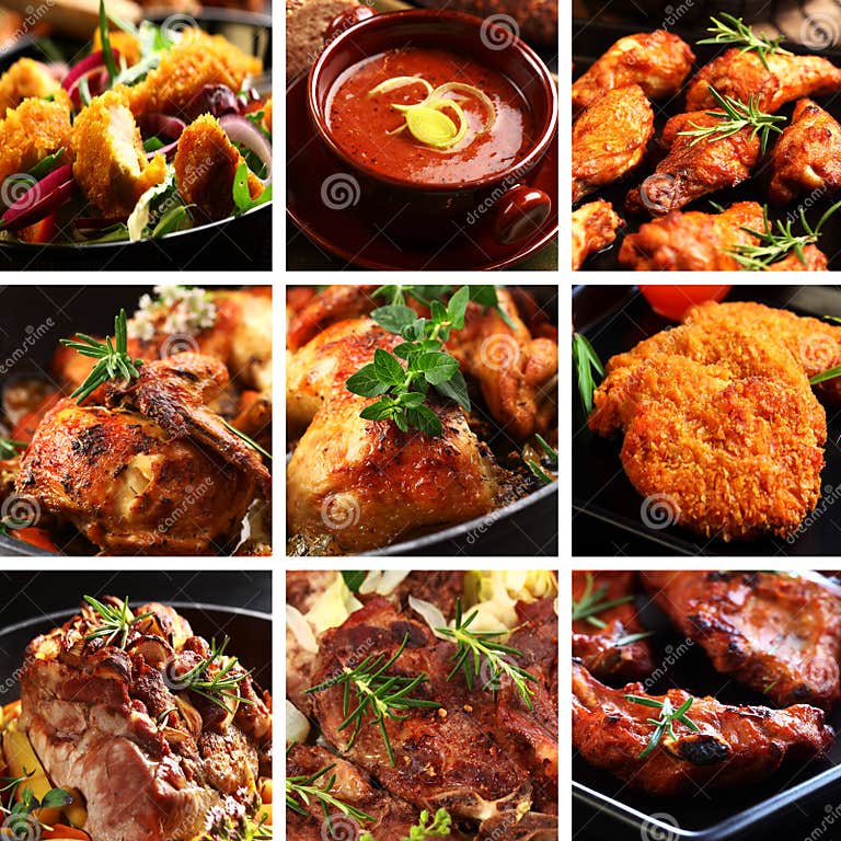 Meat dishes stock photo. Image of barbeque, collage, cuisine - 21821652