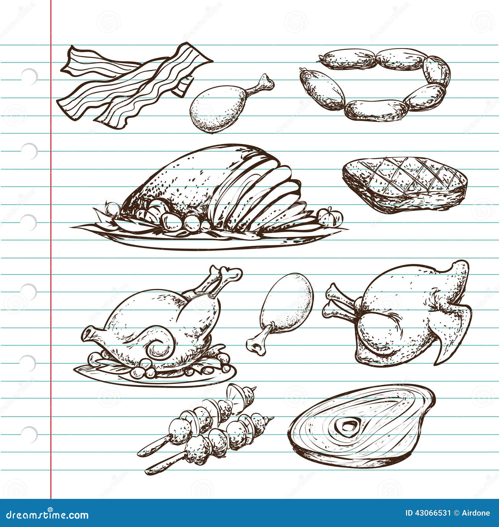 Meat Doodle stock vector. Illustration of hand, food - 43066531