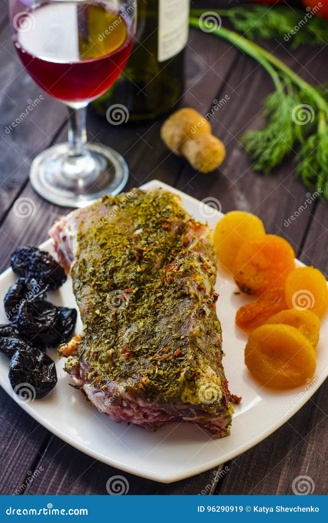 Meat with Dried Apricots and Prunes Stock Image - Image of oven, pork ...