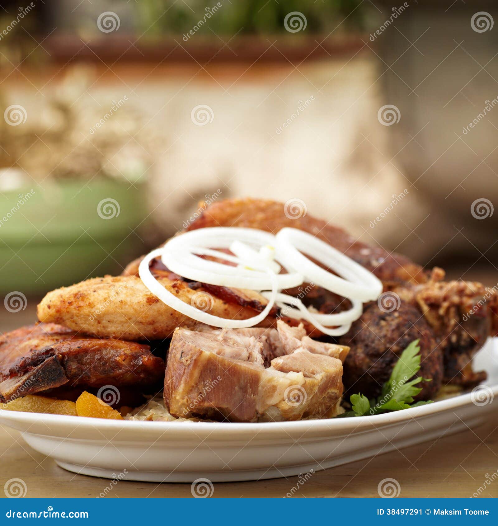 Meat feast stock image. Image of plate, gourmet, crispy - 38497291