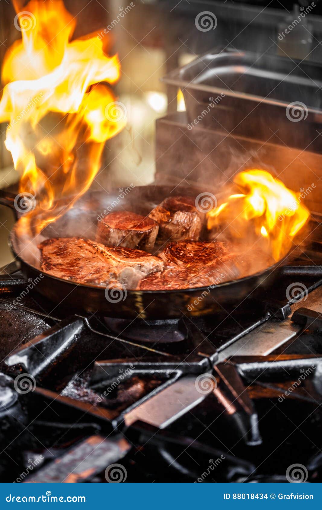 Meat with fire stock photo. Image of steak, cooking, grilled - 88018434