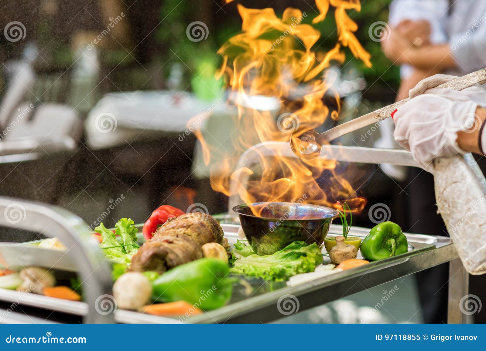 Meat with fire stock image. Image of picnic, barbeque - 97118855