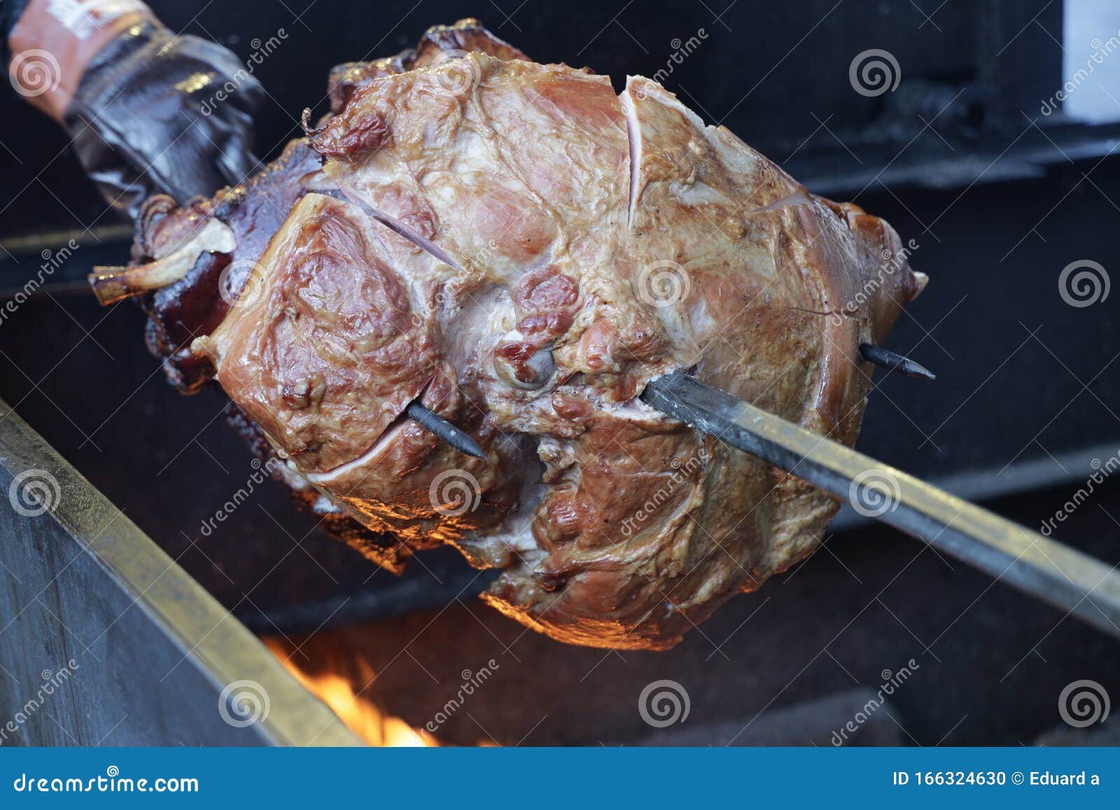 Meat on fire stock photo. Image of street, meat, fried - 166324630