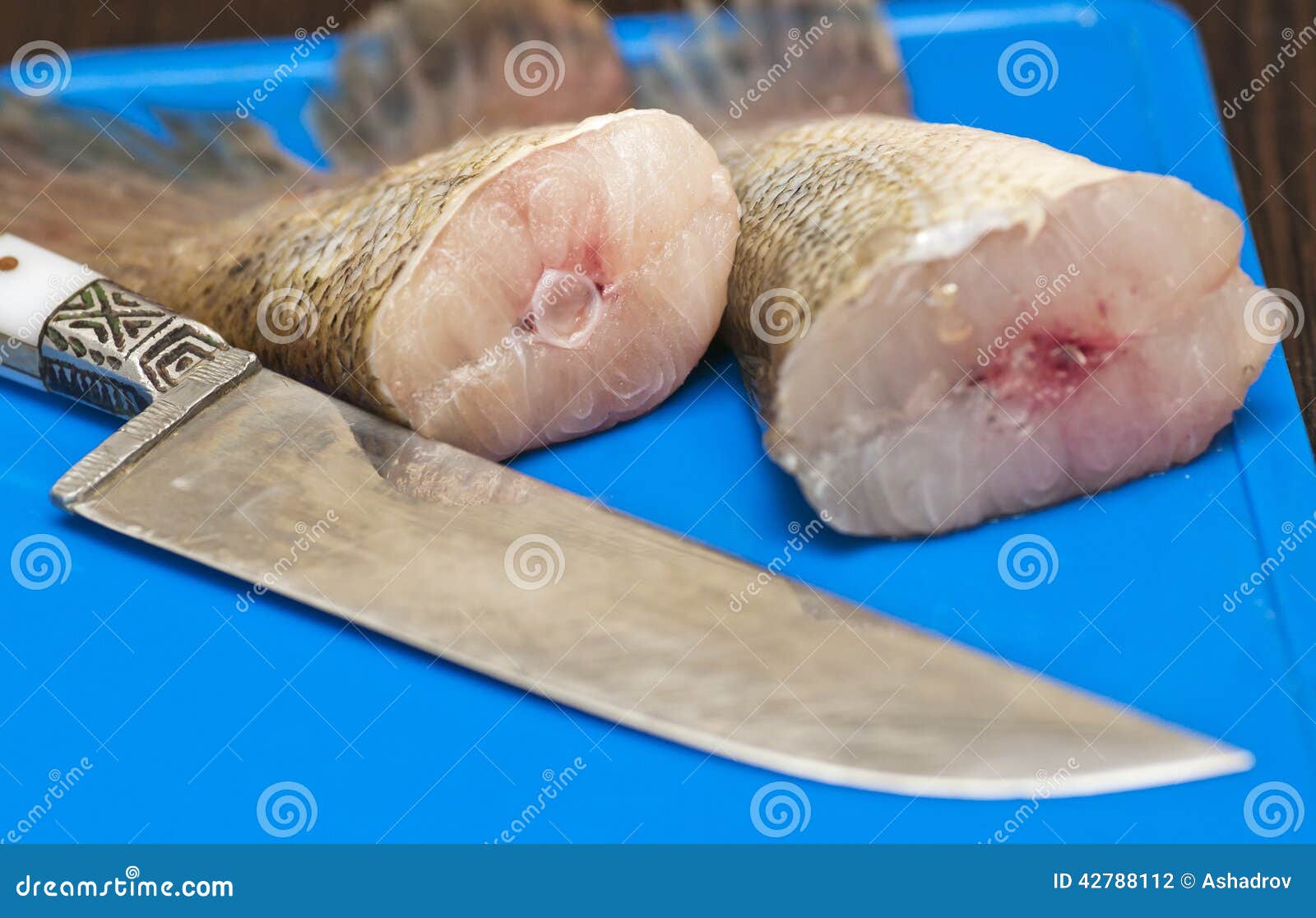 Meat of Fish on a Chopping Board Stock Photo - Image of mediterranean ...