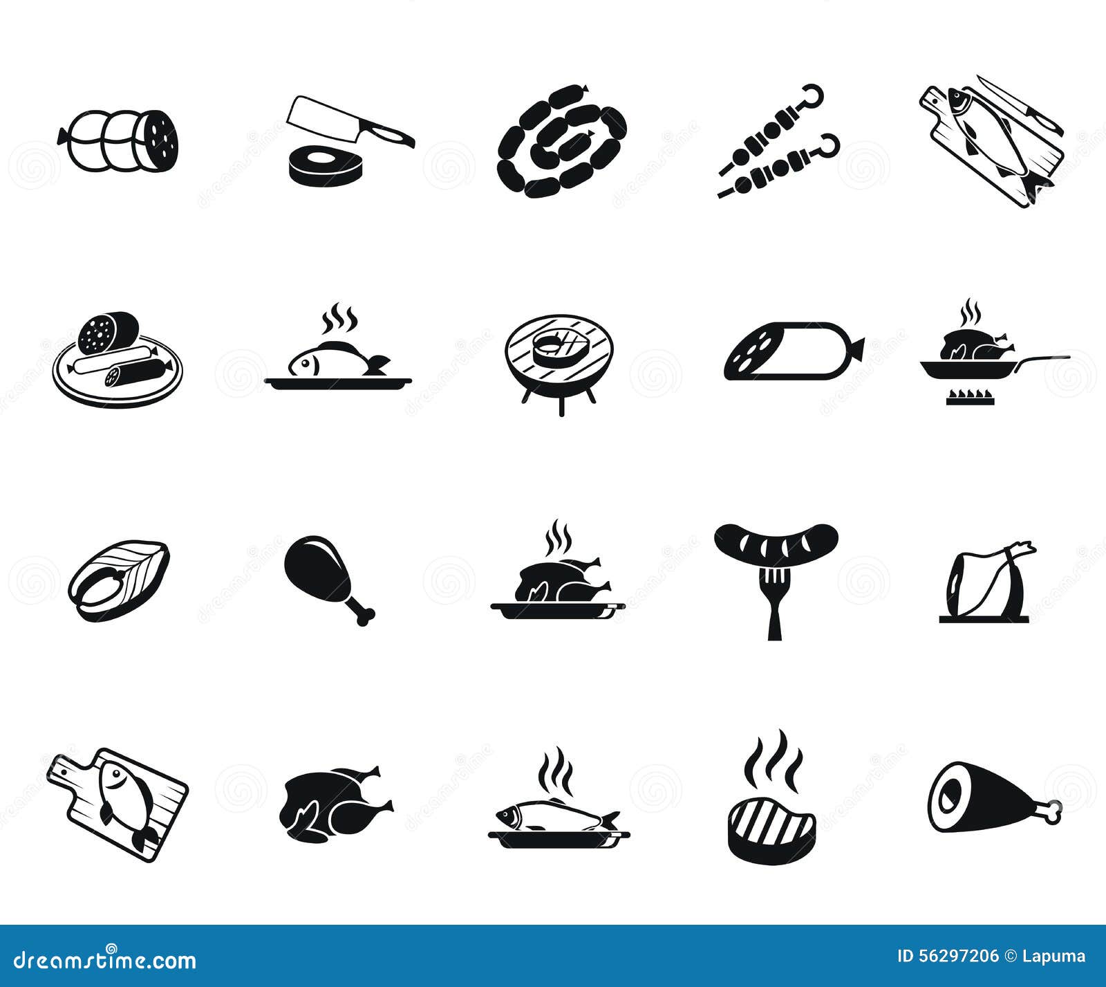 Meat and fish icons stock vector. Illustration of fillet - 56297206