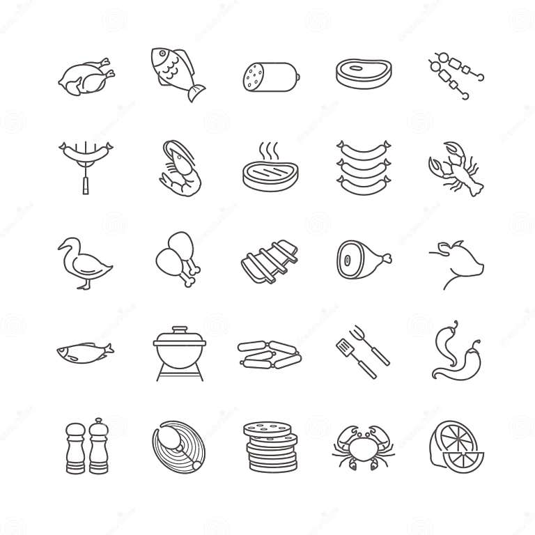 Meat and fish vector icons stock vector. Illustration of health - 77543766
