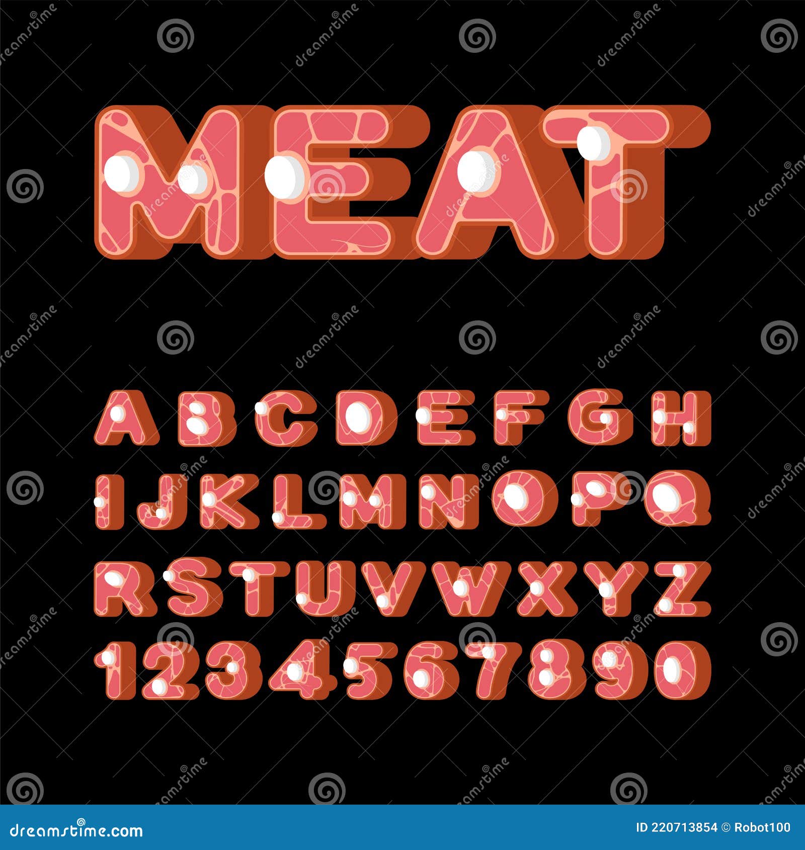 Meat Font. Beef ABC. Meat Letters Stock Vector - Illustration of poster ...