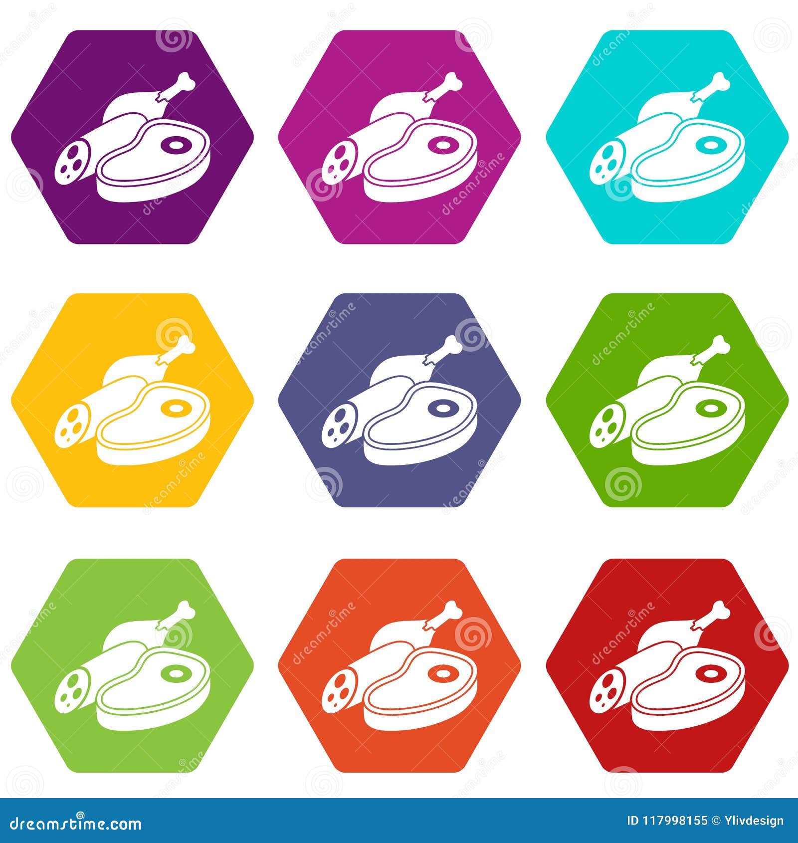 Meat Food Icons Set 9 Vector Stock Vector - Illustration of burger ...