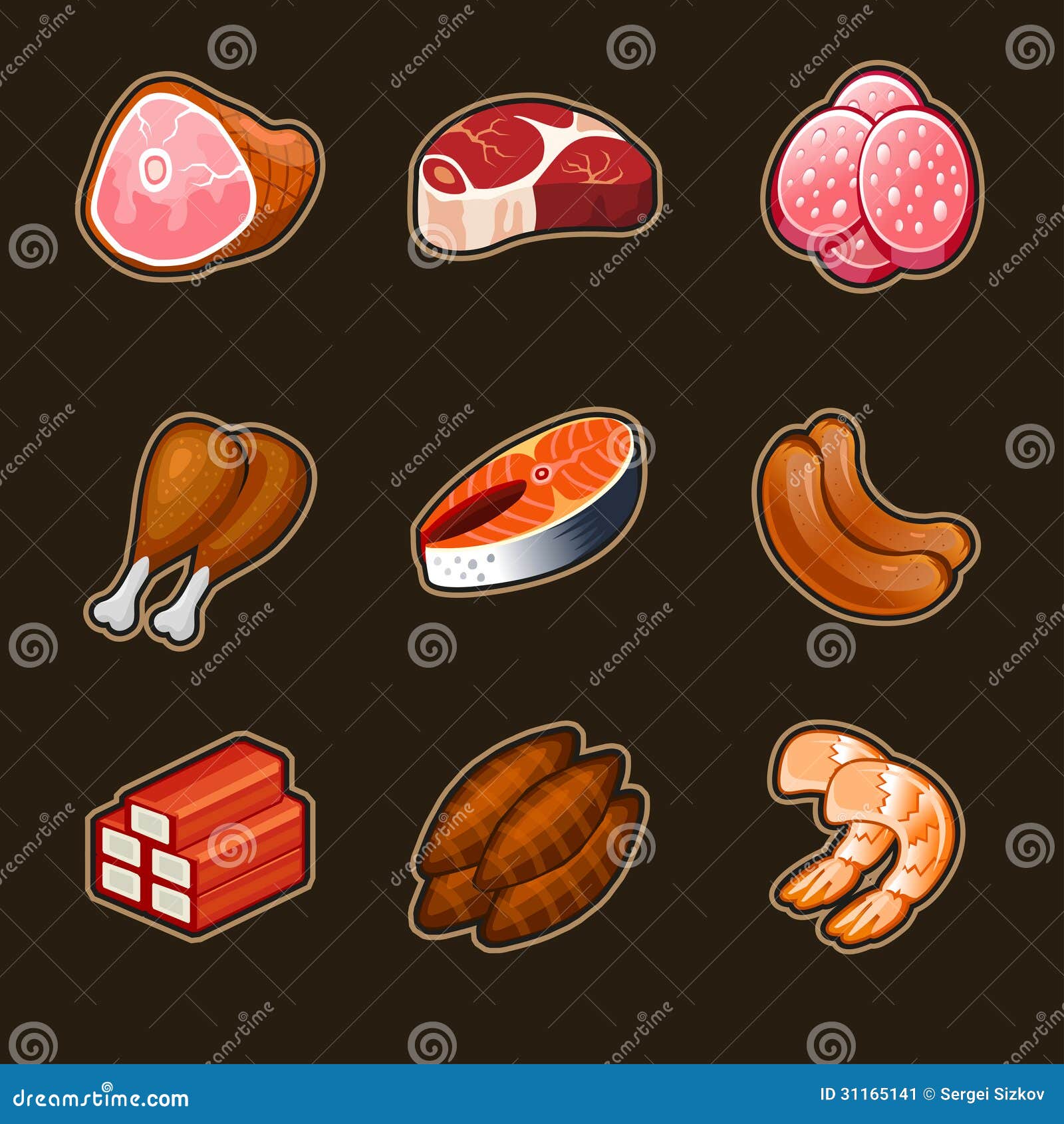 Meat food icons set stock vector. Illustration of lamb - 31165141