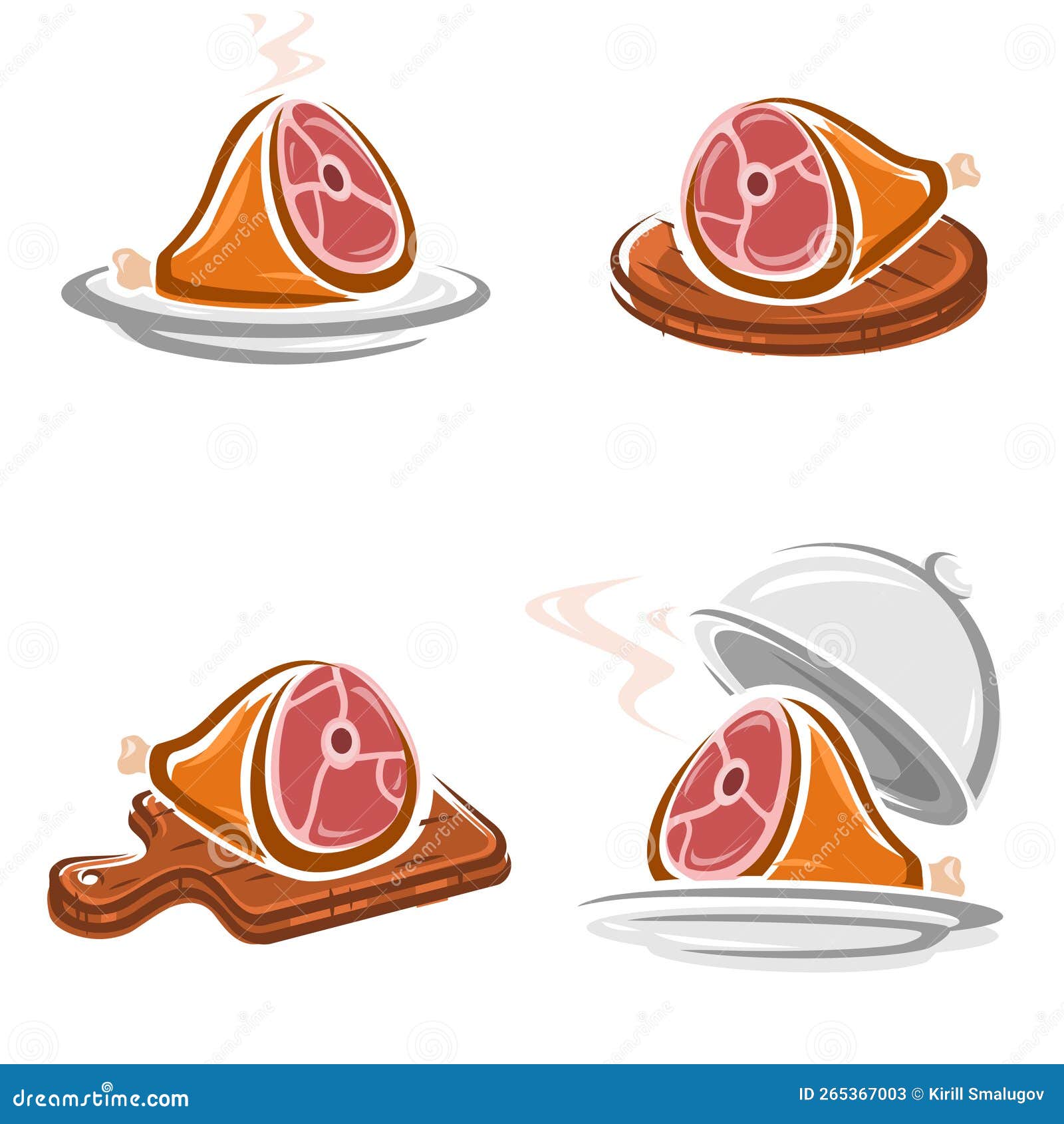 Meat Food Set. Collection Icon Meat Stock Vector - Illustration of ...