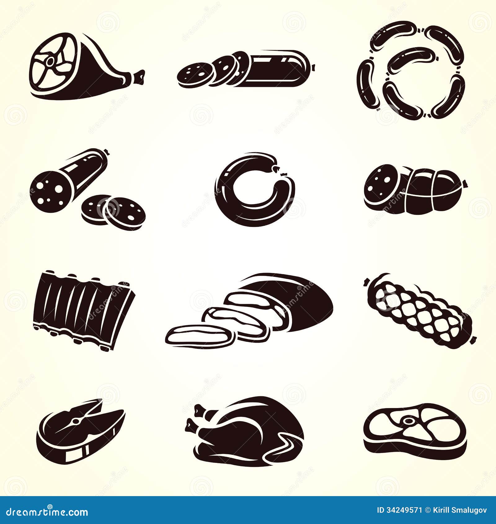 Meat food set. Vector stock vector. Illustration of cartoon - 34249571