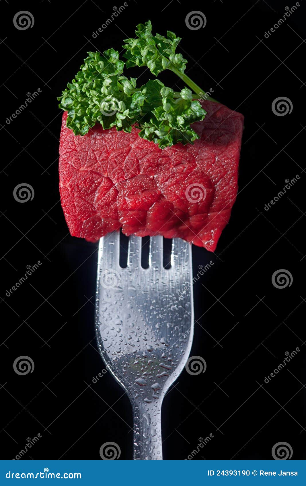 Meat on a fork stock photo. Image of slice, beef, black - 24393190