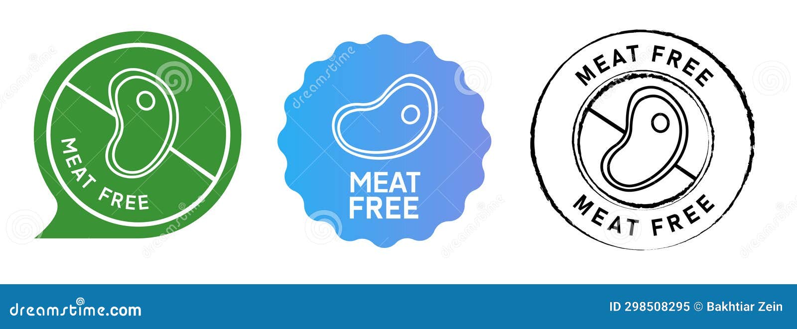 Meat Free No Meat Label Stamp Set Emblem Collection Stock Vector ...