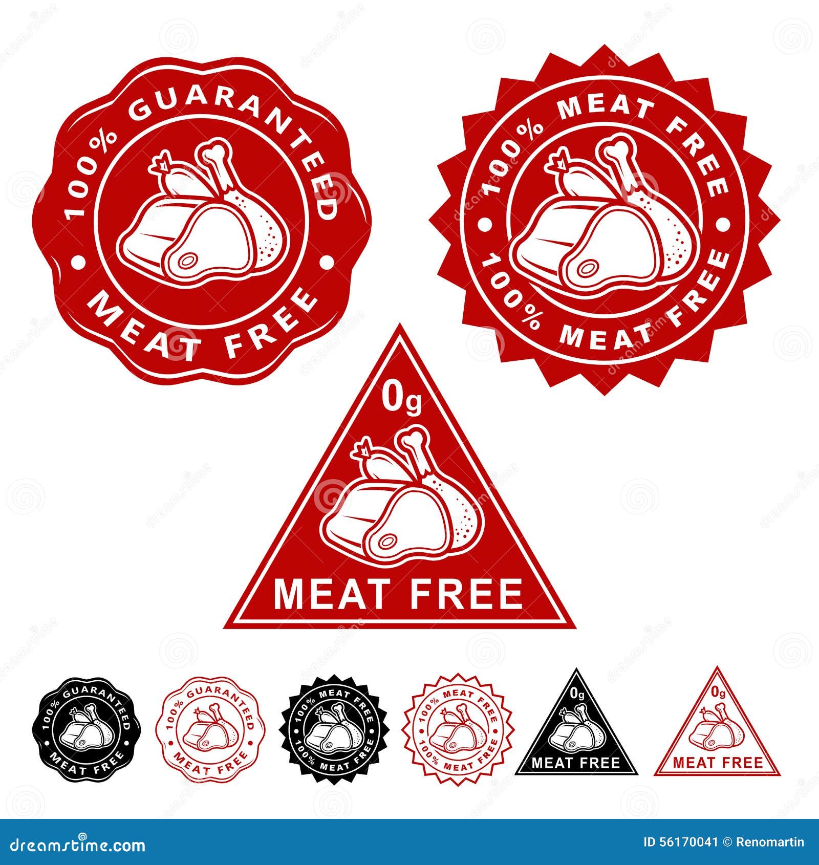 Meat Free Seals Icons Set stock vector. Illustration of badge - 56170041