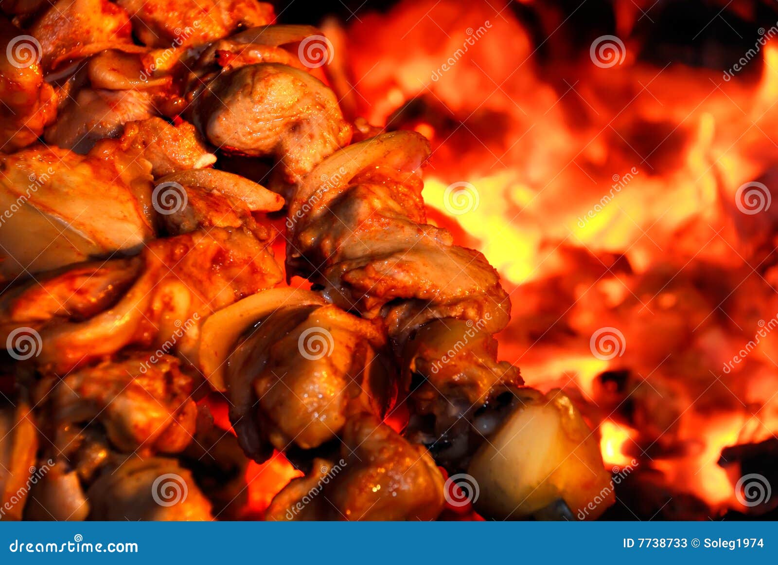 Meat is fried on fire stock image. Image of food, dark - 7738733
