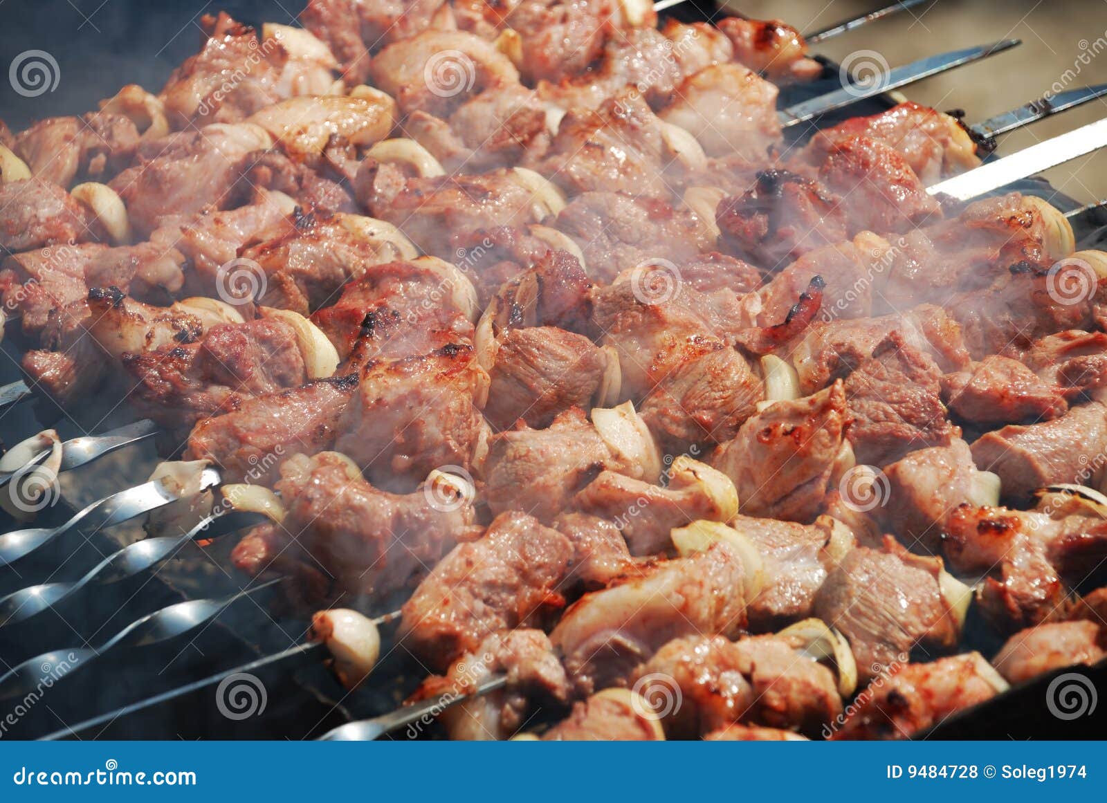 Meat is fried on fire stock photo. Image of onion, meat - 9484728