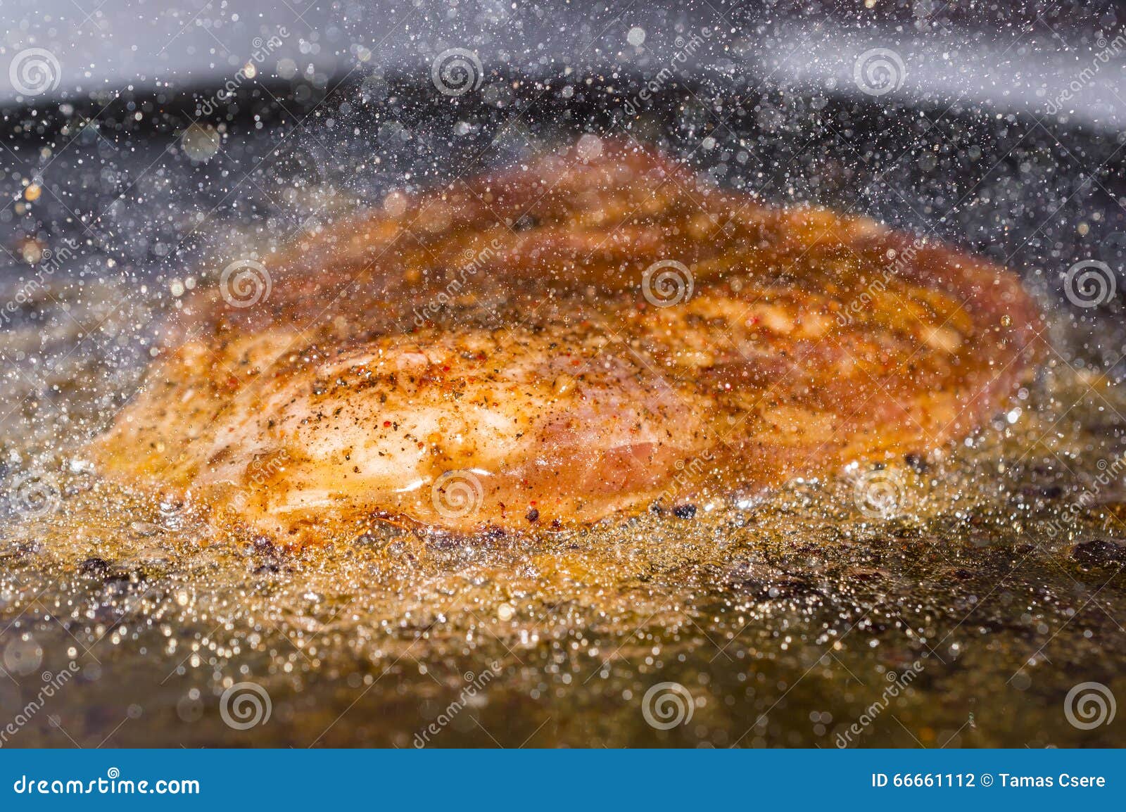 Meat fried in lot of oil stock photo. Image of vapour - 66661112