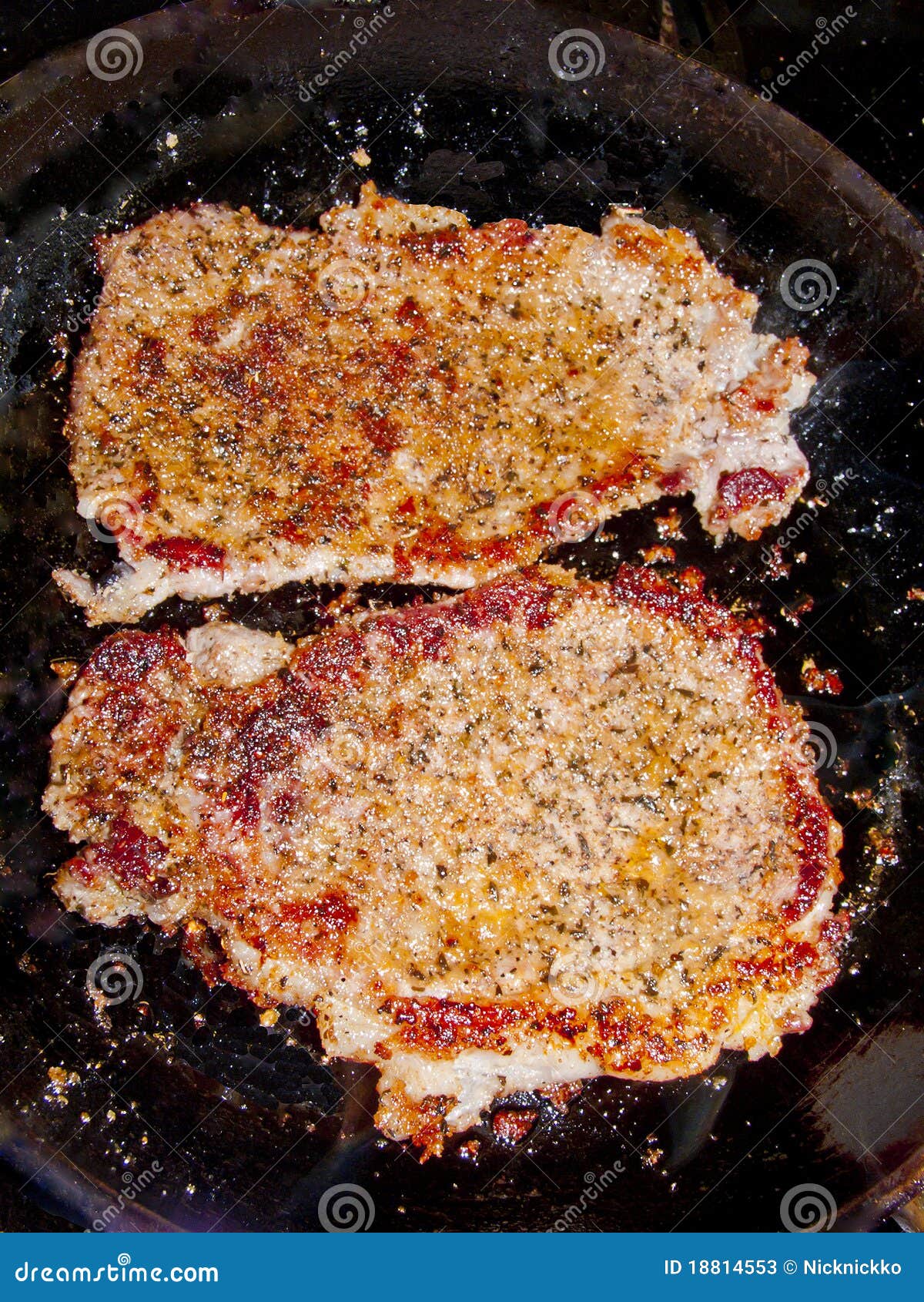 The meat is fried in a pan stock image. Image of fried - 18814553