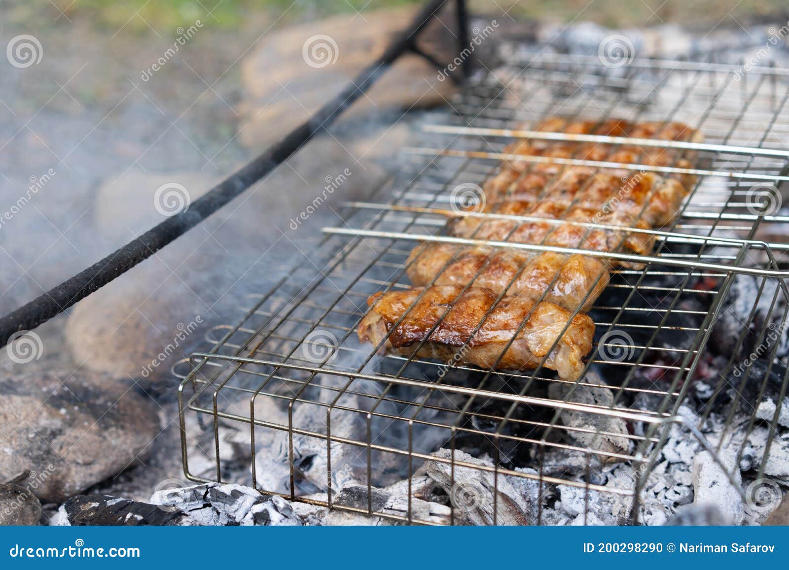 Meat is Grilled on Charcoal Stock Photo - Image of steak, beef: 200298290