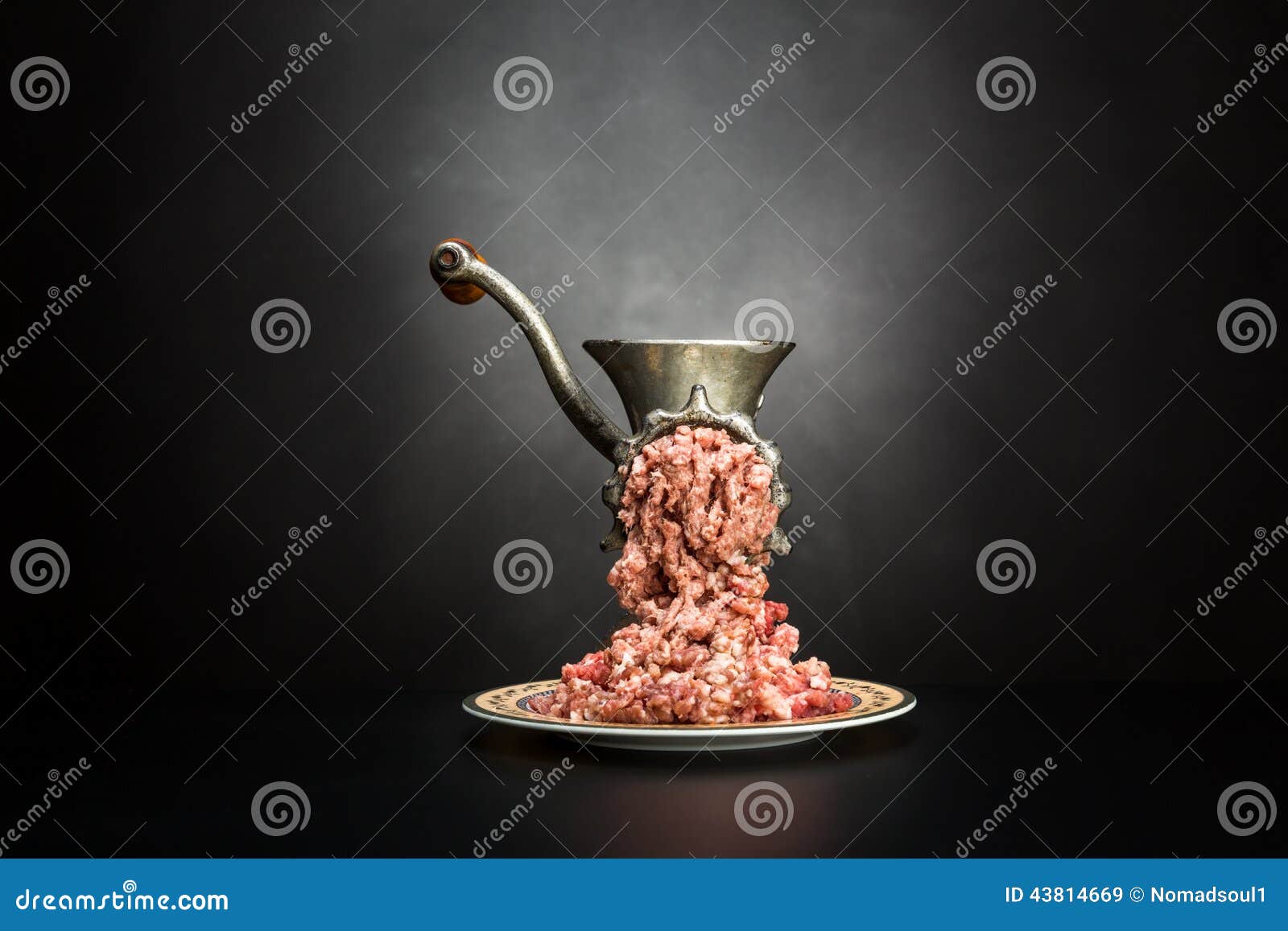 Meat Grinder on a Black Background Stock Image - Image of closeup, hash ...