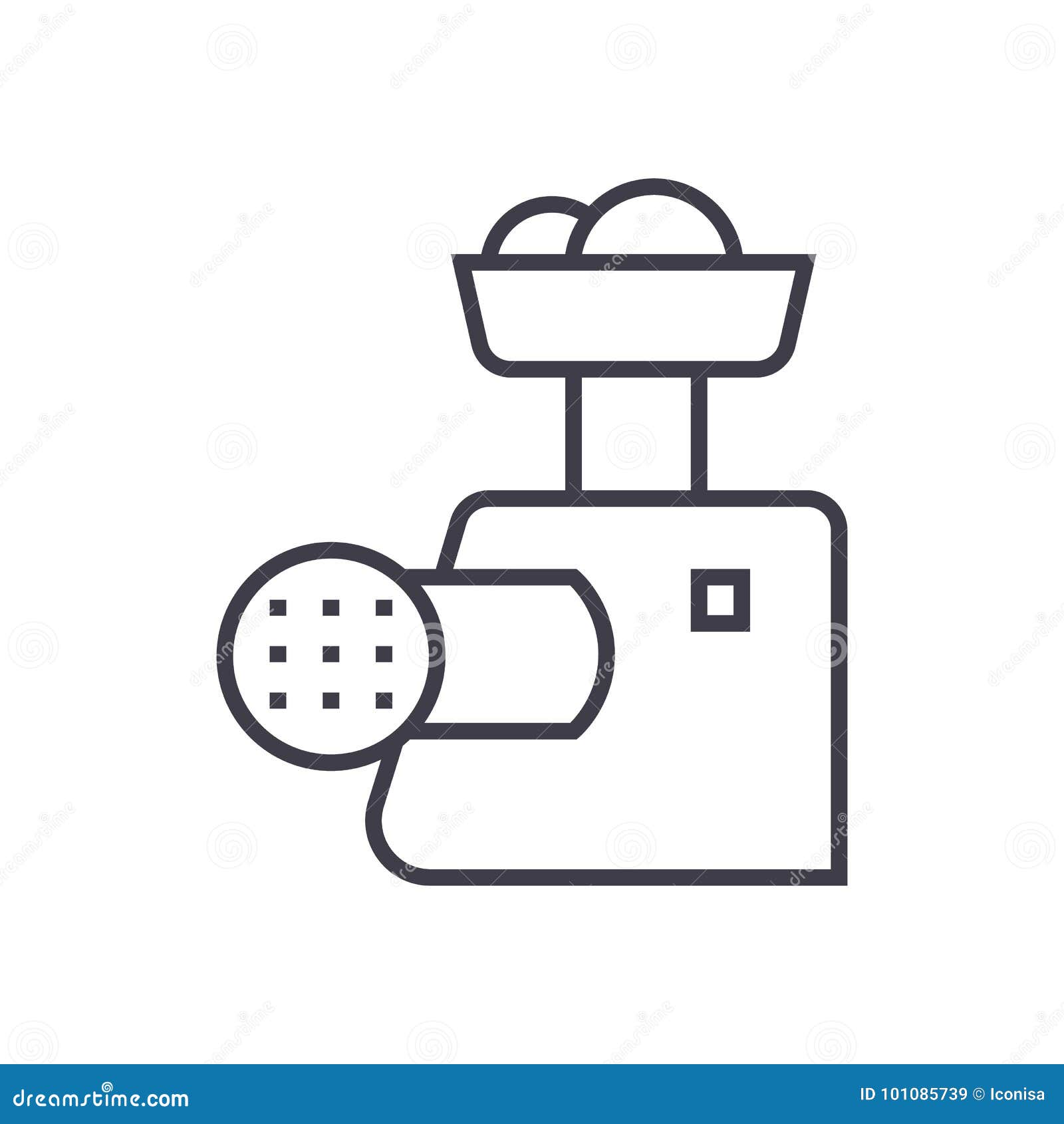 Meat Grinder Vector Line Icon, Sign, Illustration on Background ...