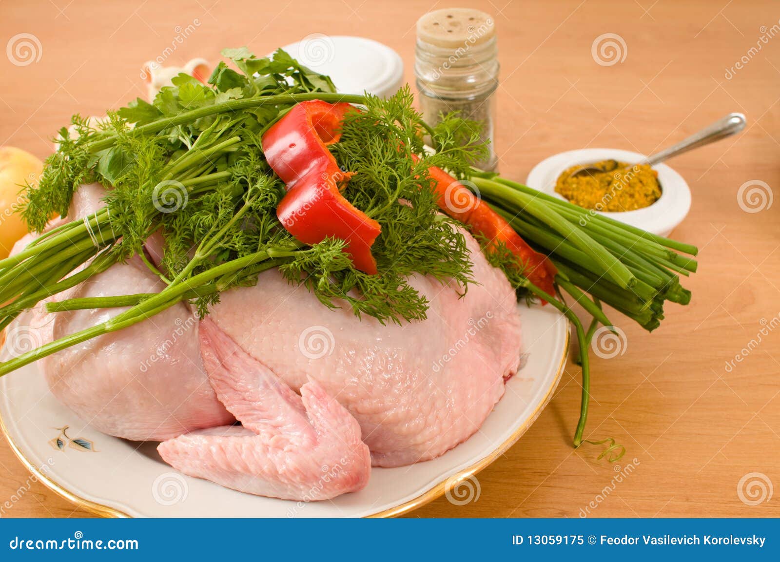 Meat of a Hen and Vegetables. Stock Image - Image of meal, components ...