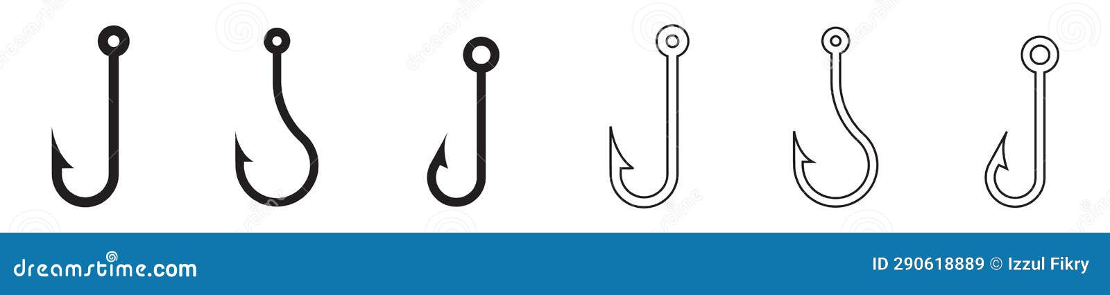 Meat Hook or Fish Hook Icon Set Vector Stock Vector - Illustration of ...