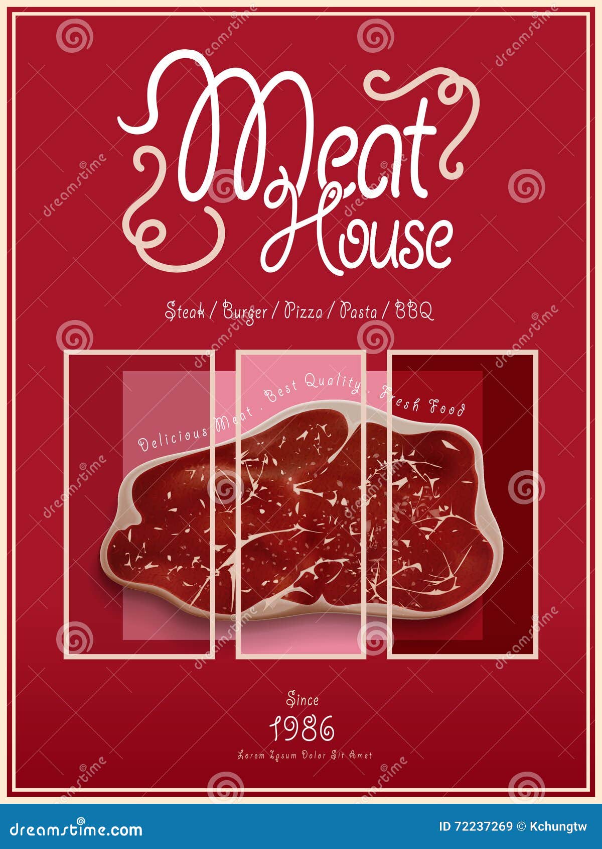 Meat House Poster Vector Illustration. Different Types Of Meat Such As ...