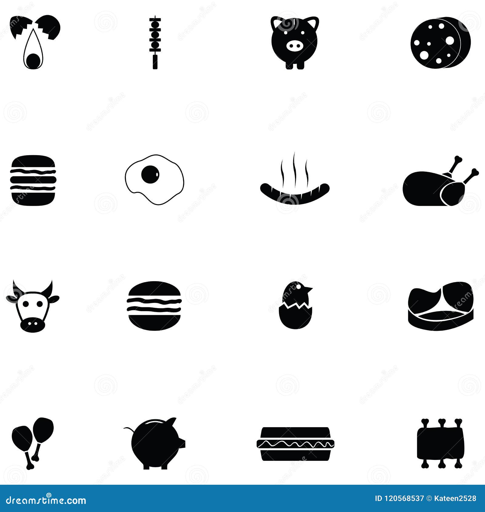 Meat icon set stock vector. Illustration of beef, lunch - 120568537