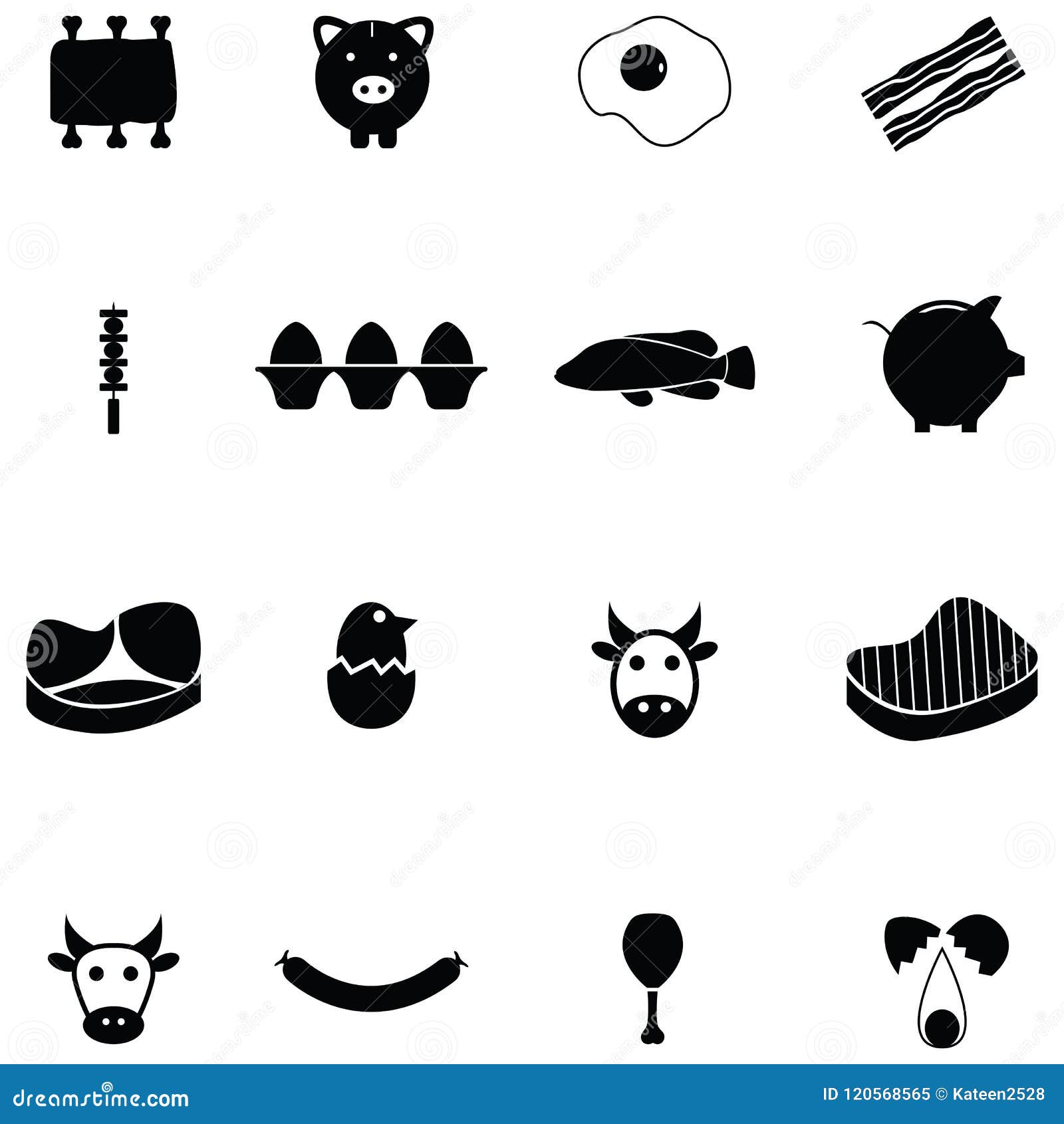 Meat icon set stock vector. Illustration of food, graphic - 120568565