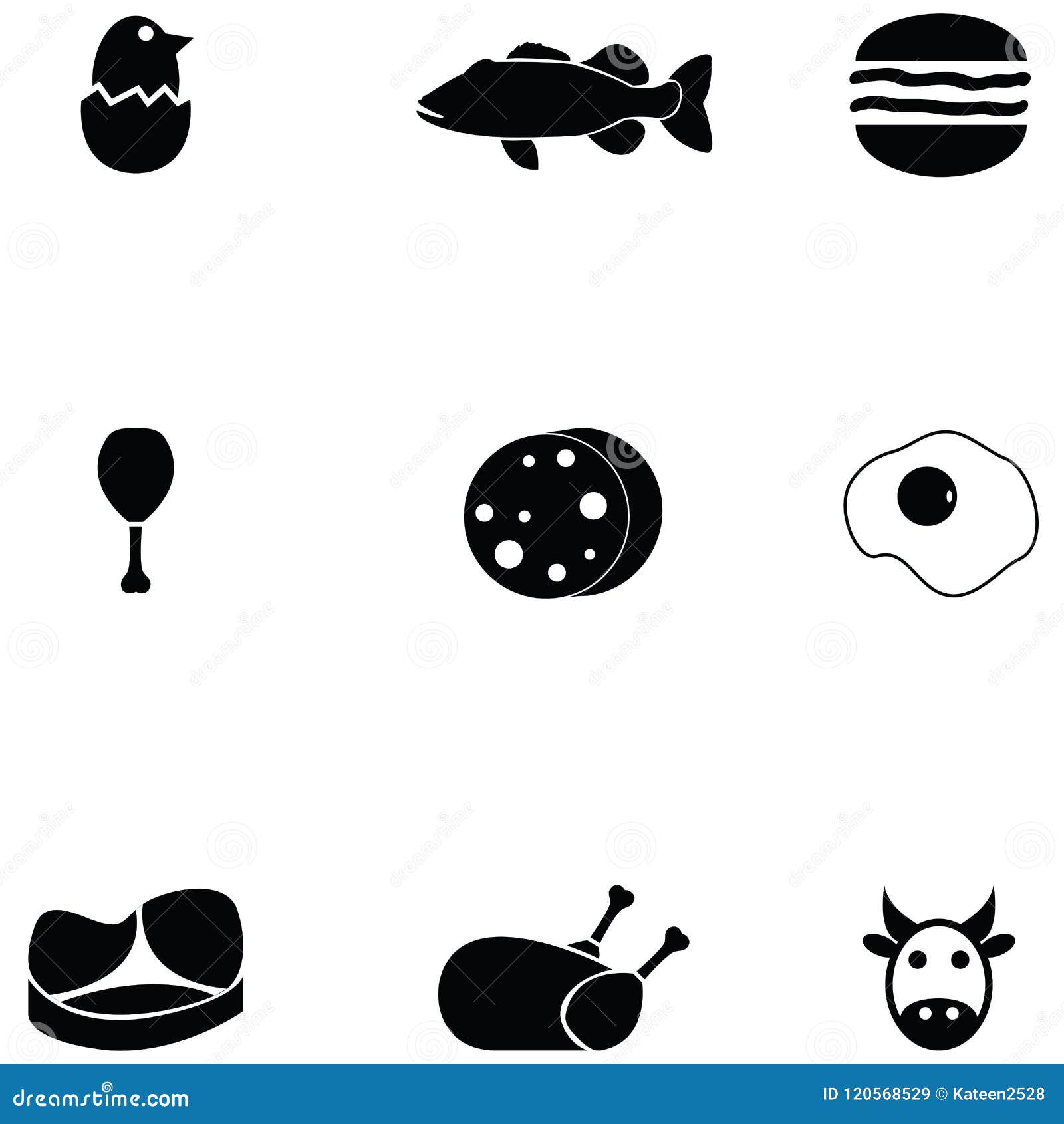 Meat icon set stock vector. Illustration of graphic - 120568529