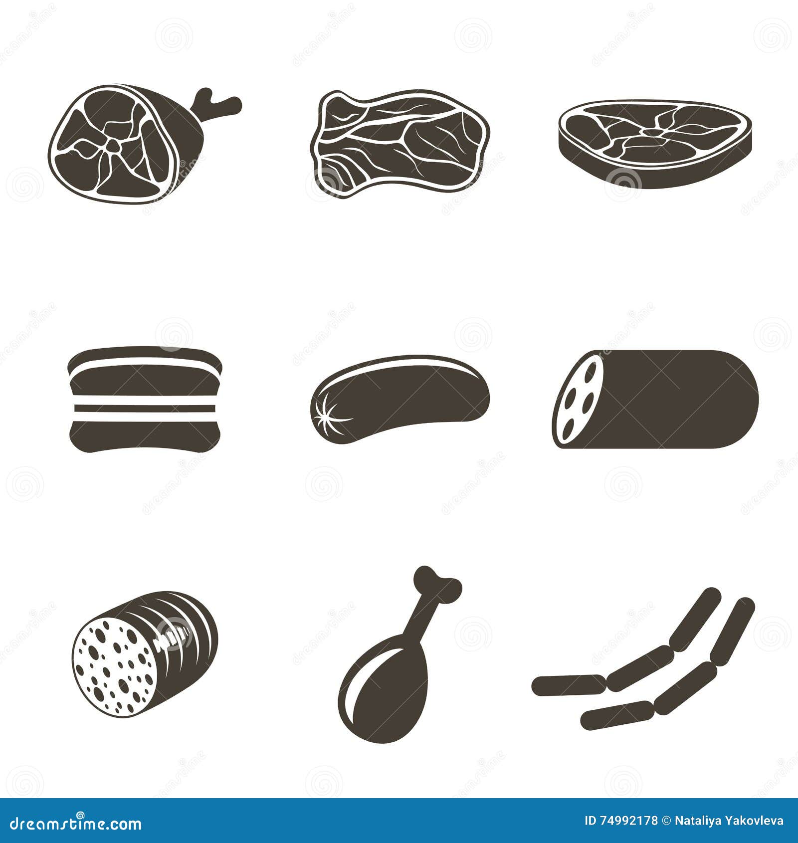 Meat icons stock vector. Illustration of dinner, isolated - 74992178