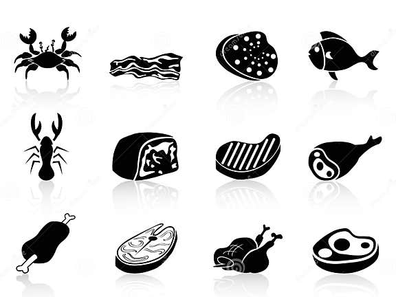Meat icons set stock vector. Illustration of group, fish - 27263151
