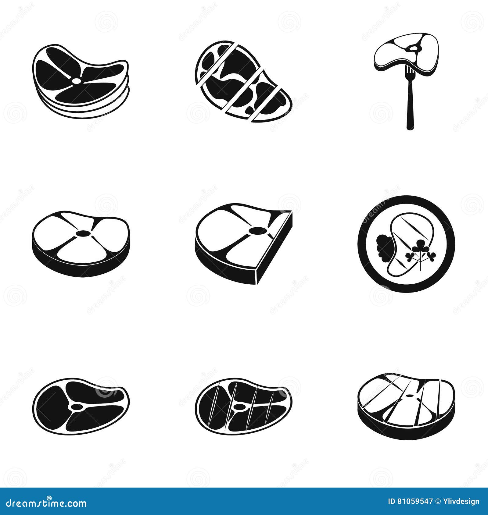 Meat Icons Set, Simple Style Stock Vector - Illustration of blood ...
